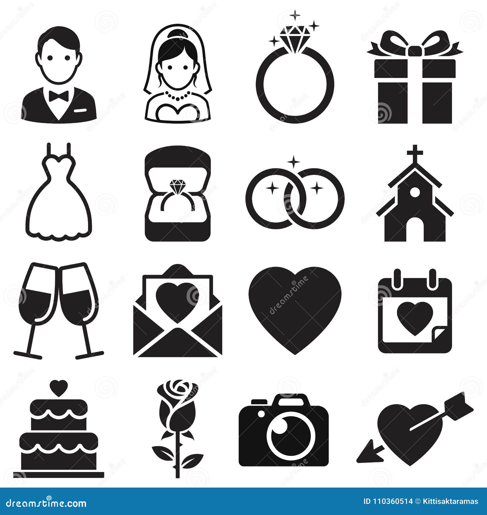 Huwelijkspictogrammen Vector Graphhics Vector Illustratie ...