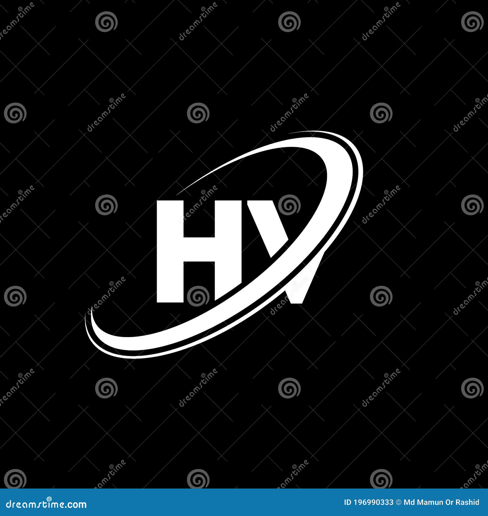 HV H V Letter Logo Design. Initial Letter HV Linked Circle Uppercase ...