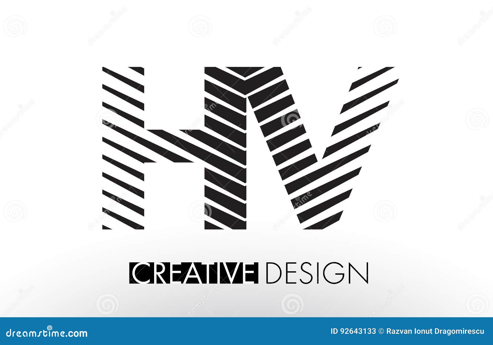 HV H V Lines Letter Design with Creative Elegant Zebra Stock Vector ...