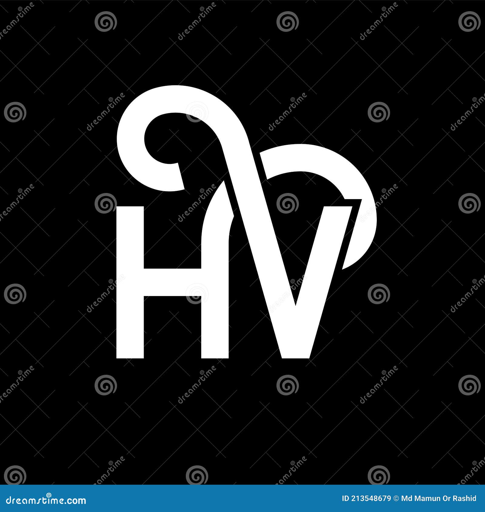 HV Letter Logo Design on Black Background. HV Creative Initials Letter ...