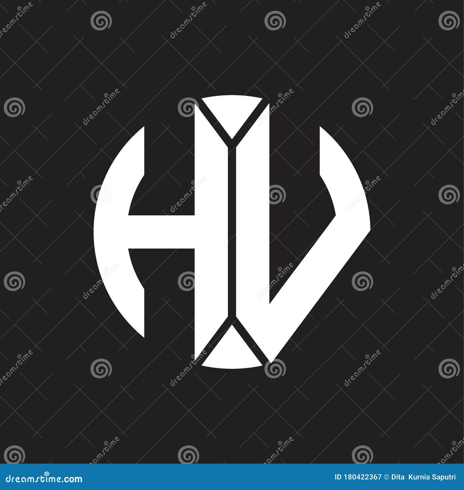 HV Logo Monogram with Piece Circle Ribbon Style Stock Illustration ...