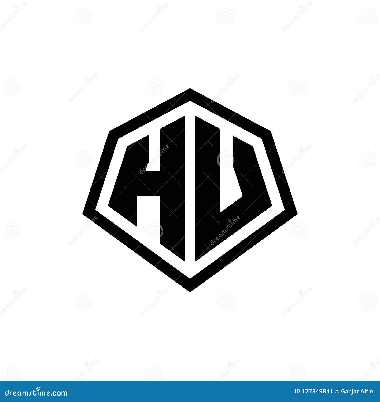 HV Monogram Logo with Hexagon Shape and Line Rounded Style Design ...