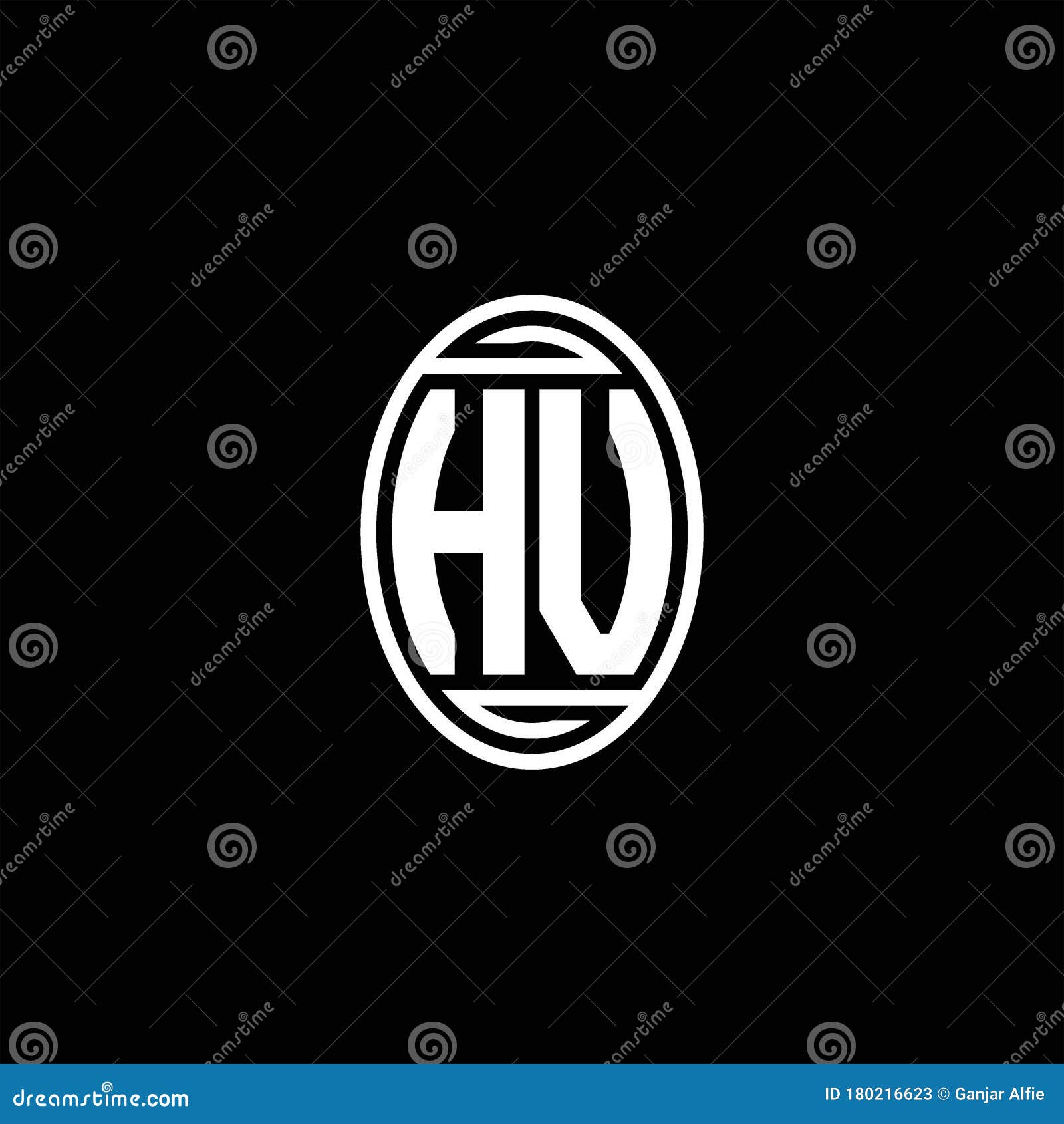 HV Monogram Logo Isolated on Oval Rotate Shape Stock Vector ...