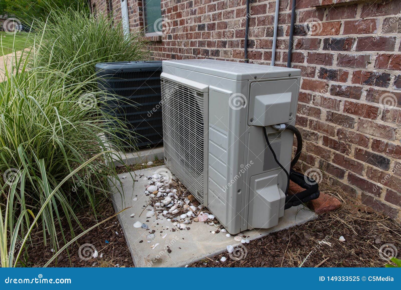 HVAC Air Conditioner Compressor and a Mini-split System Together Stock ...