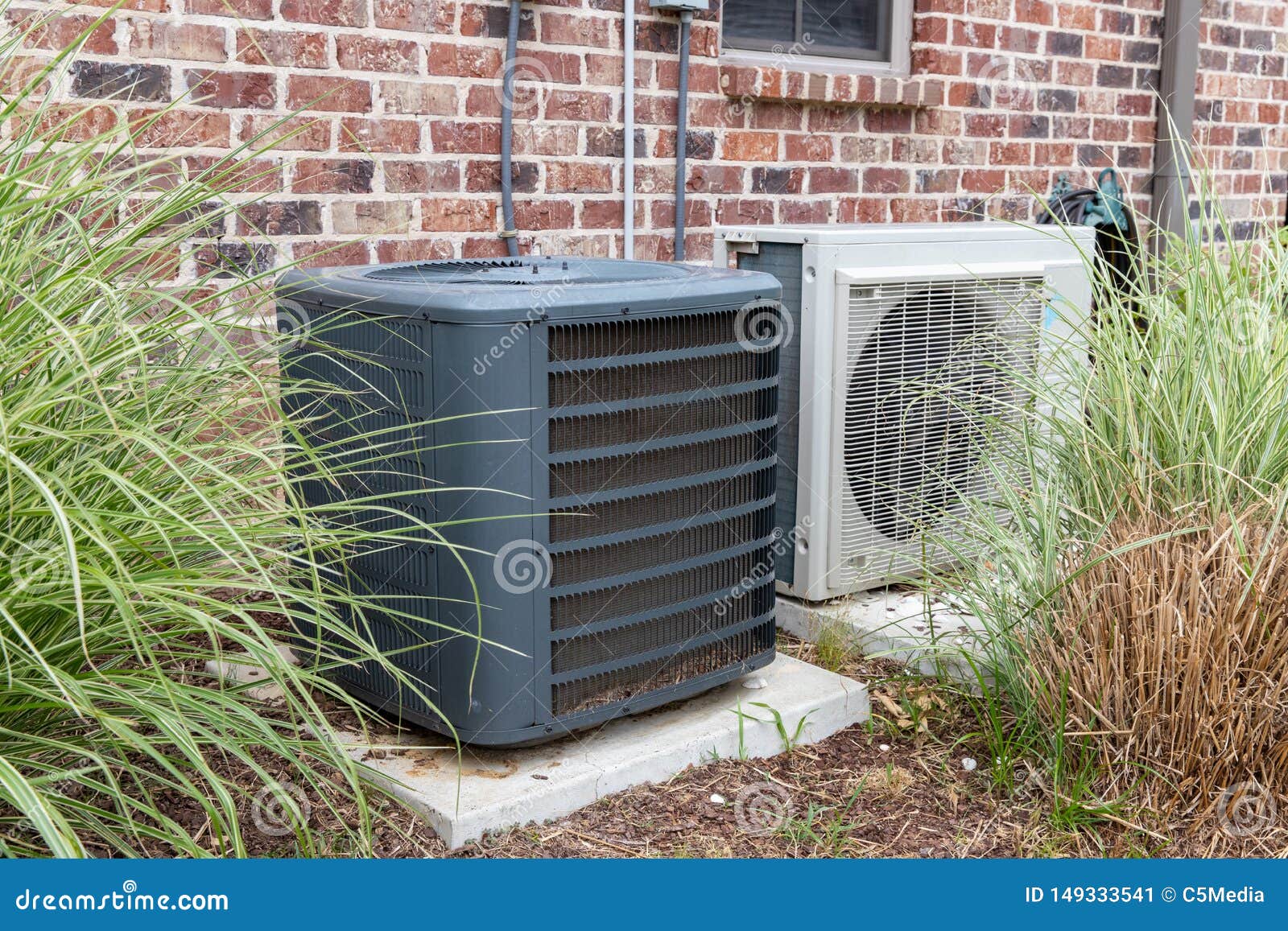 HVAC Air Conditioner Compressor and a Mini-split System Together Stock ...