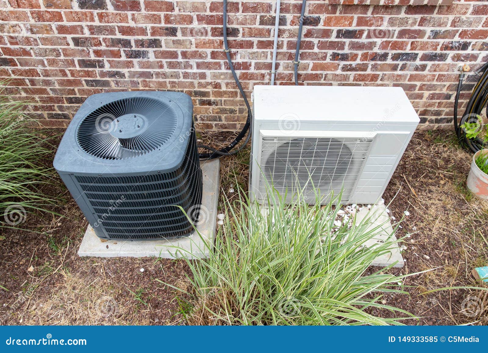 HVAC Air Conditioner Compressor and a Mini-split System Together Stock ...