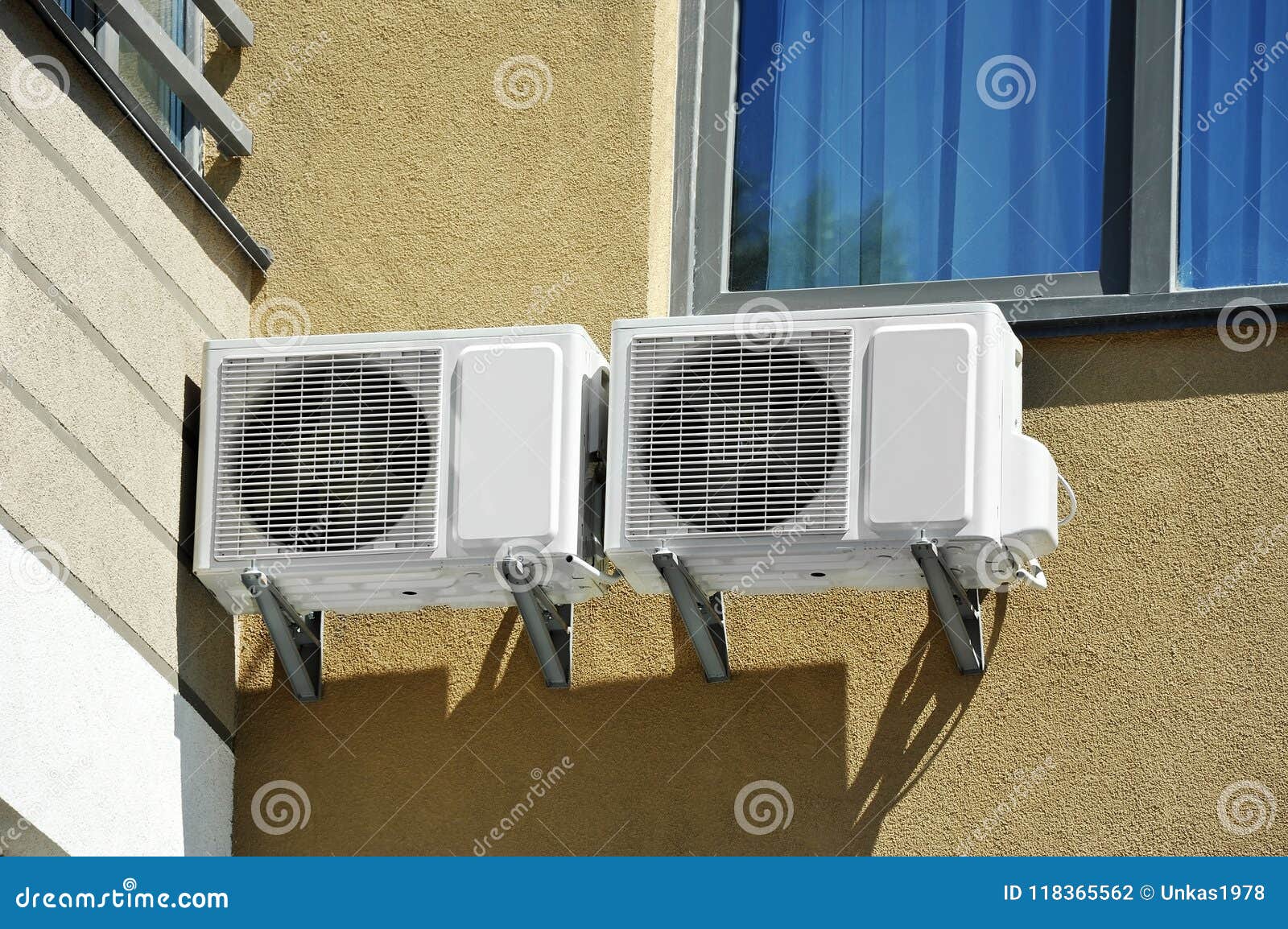 Air Conditioner System on Wall Stock Photo - Image of conditioning ...