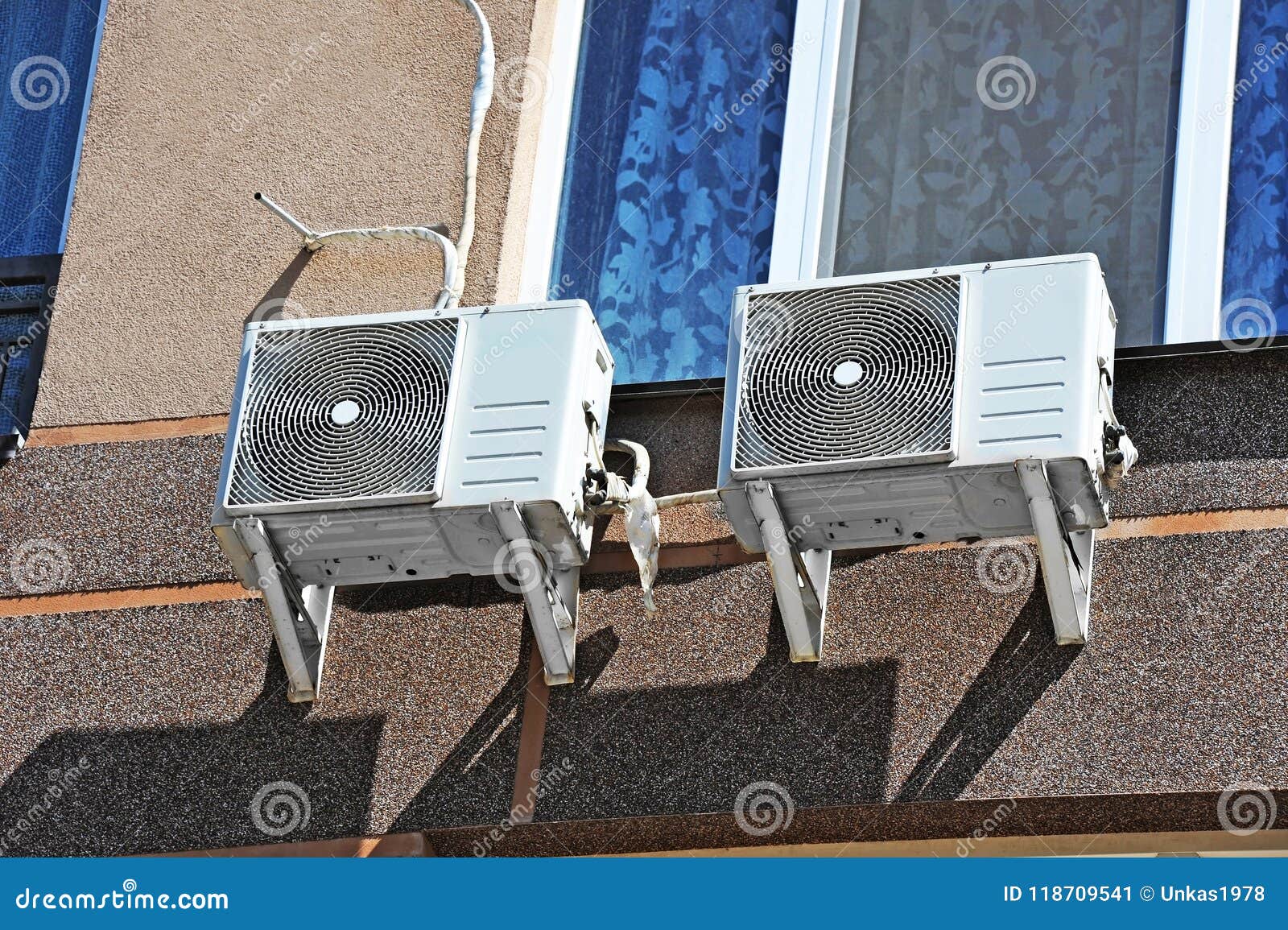 Air Conditioner System on Wall Stock Image - Image of building ...