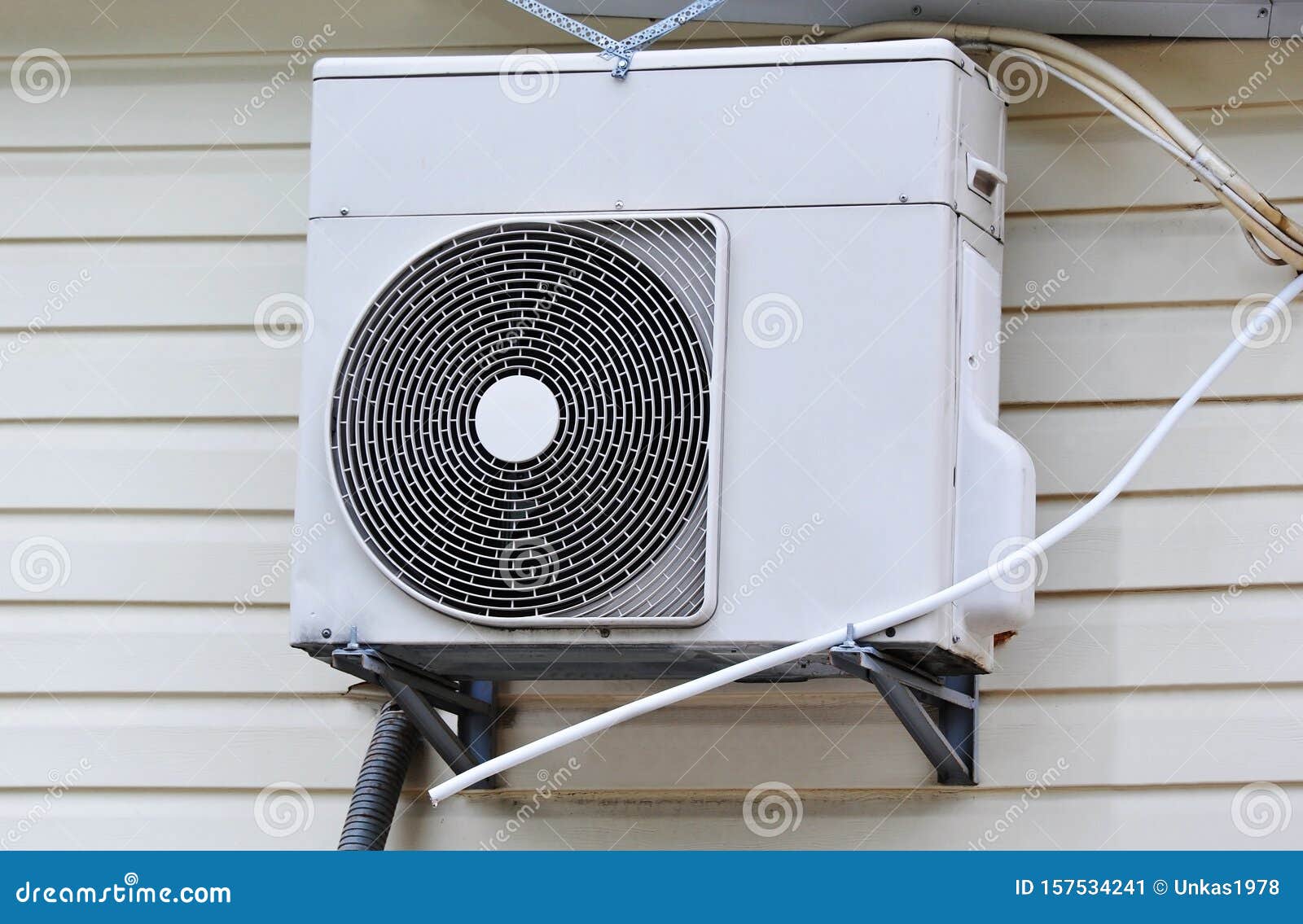 Air Conditioner System on Wall Stock Image - Image of metal, equipment ...