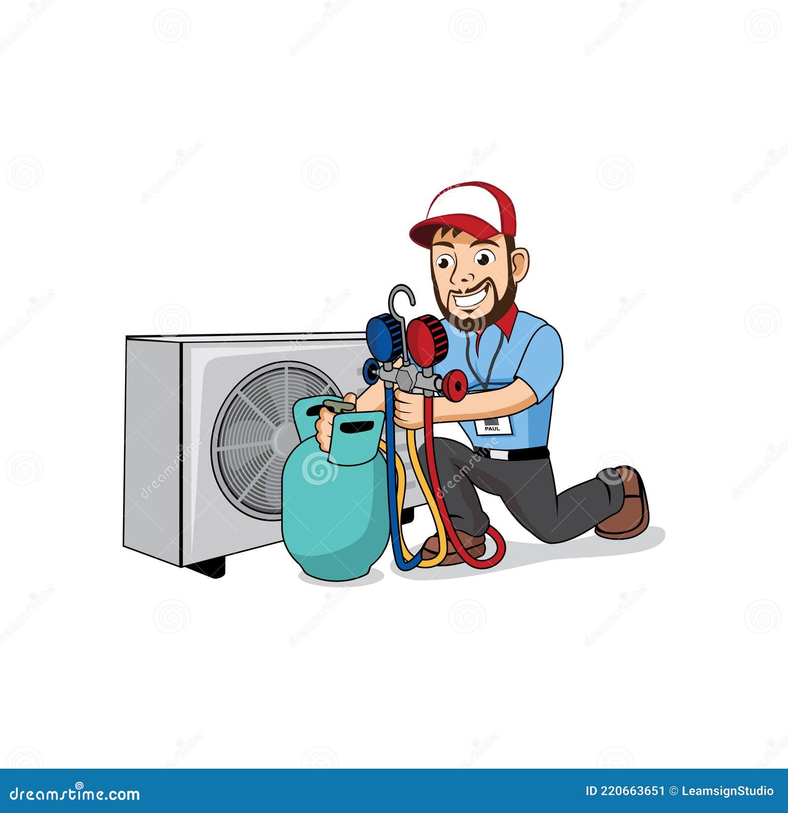 HVAC Service Cartoon Character Design Illustration Stock Vector ...