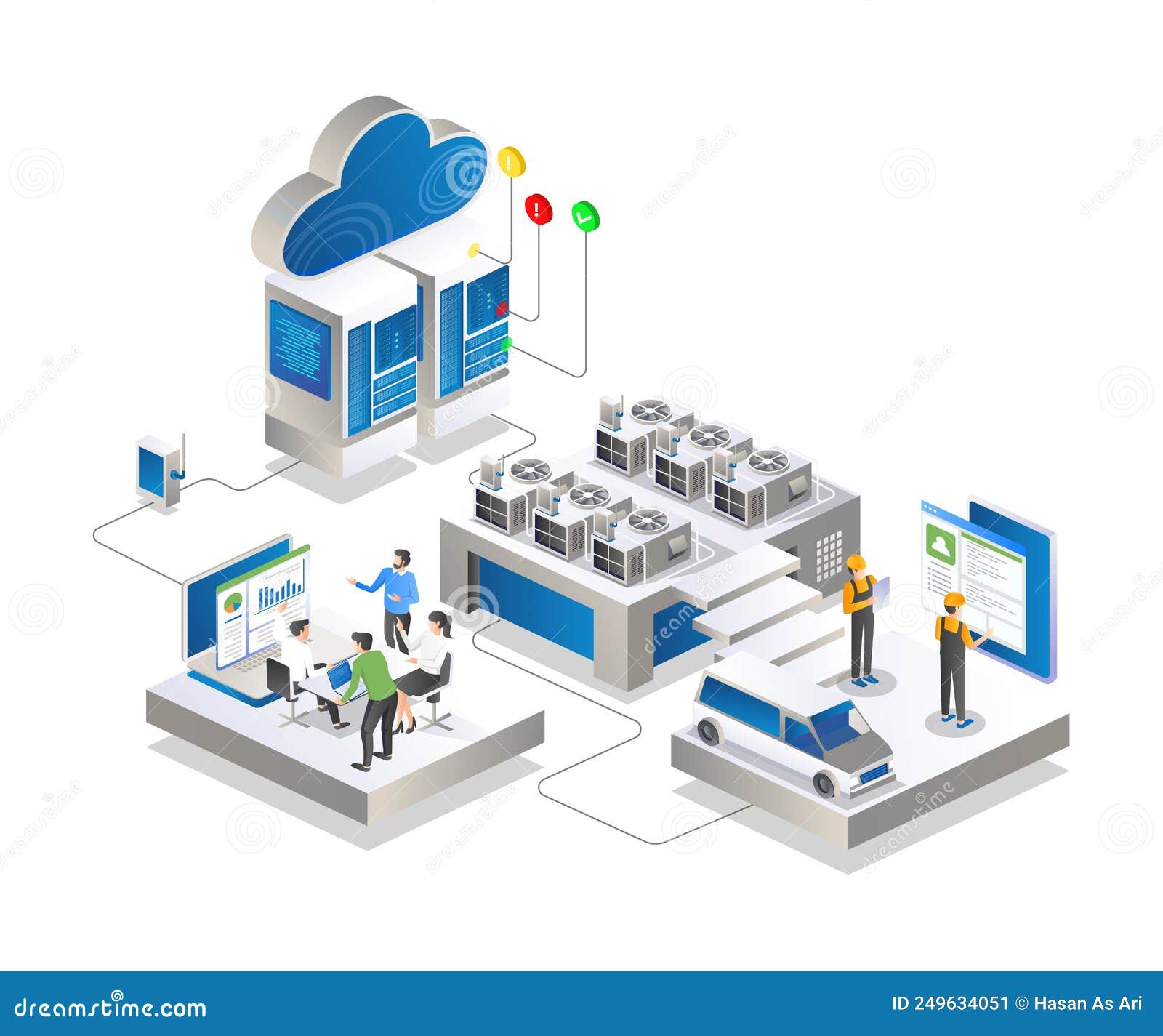 Hvac Control Management in Art Flat Isometric Illustration Concept ...