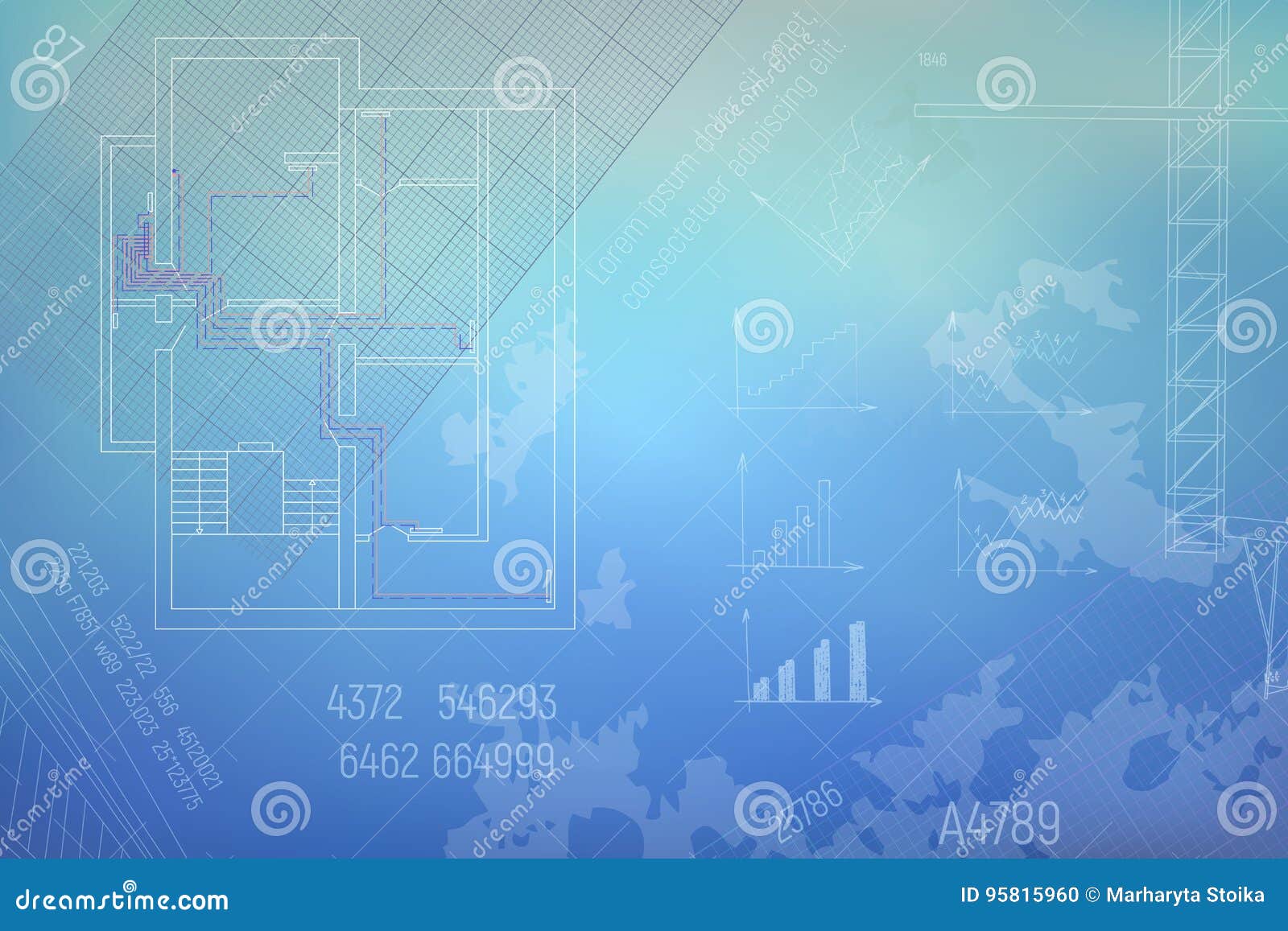 HVAC Engineering Drawing. Part of Technical Draft Vector Illustration ...