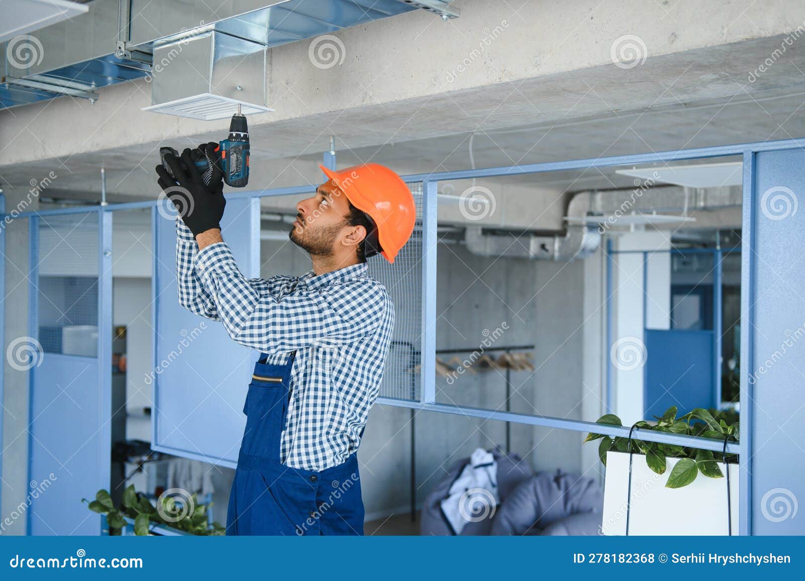 Hvac Indian Worker Install Ducted Pipe System for Ventilation and Air ...