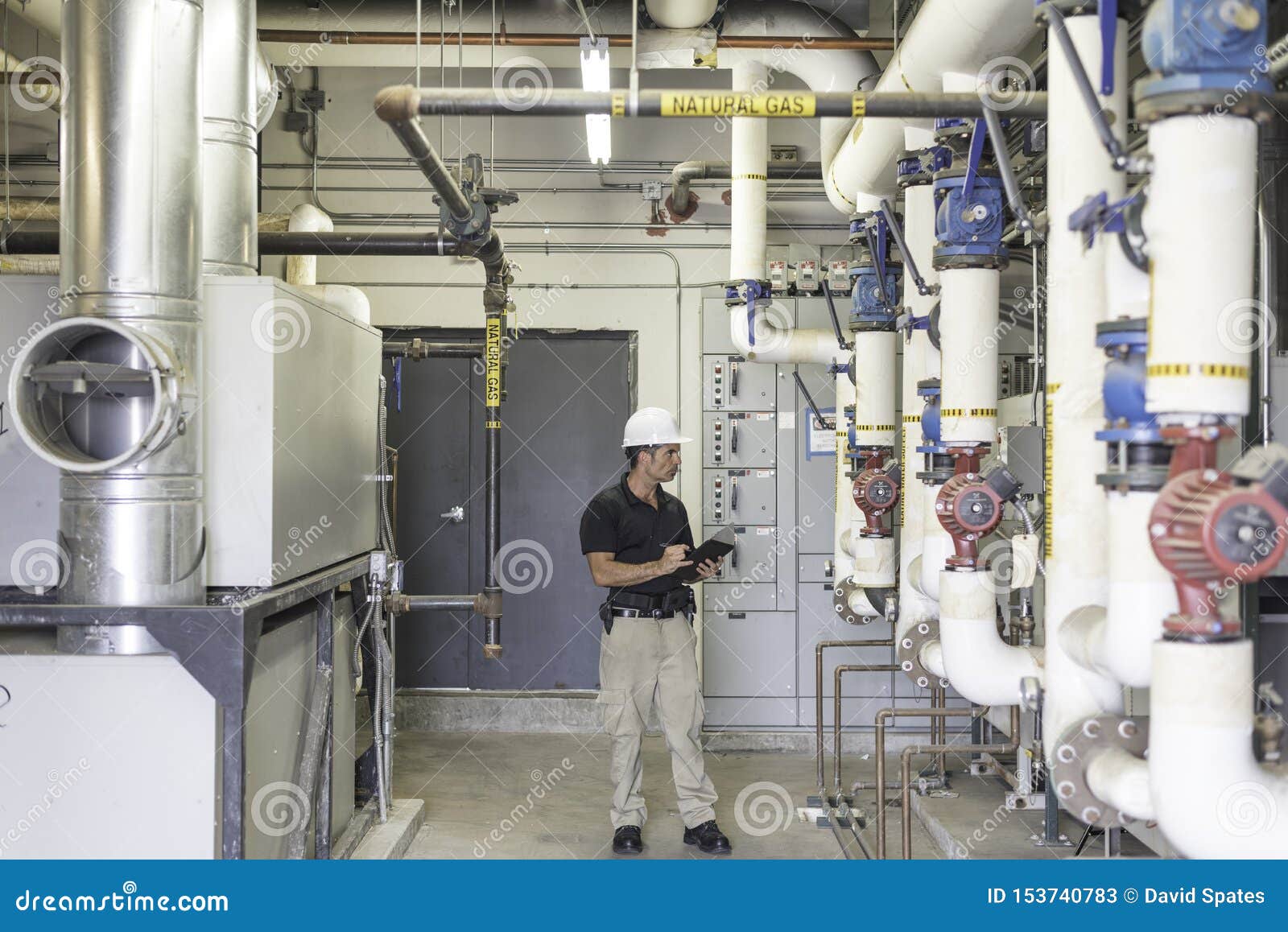 Hvac Inspector in Boiler Room Stock Image - Image of boiler, equipment ...