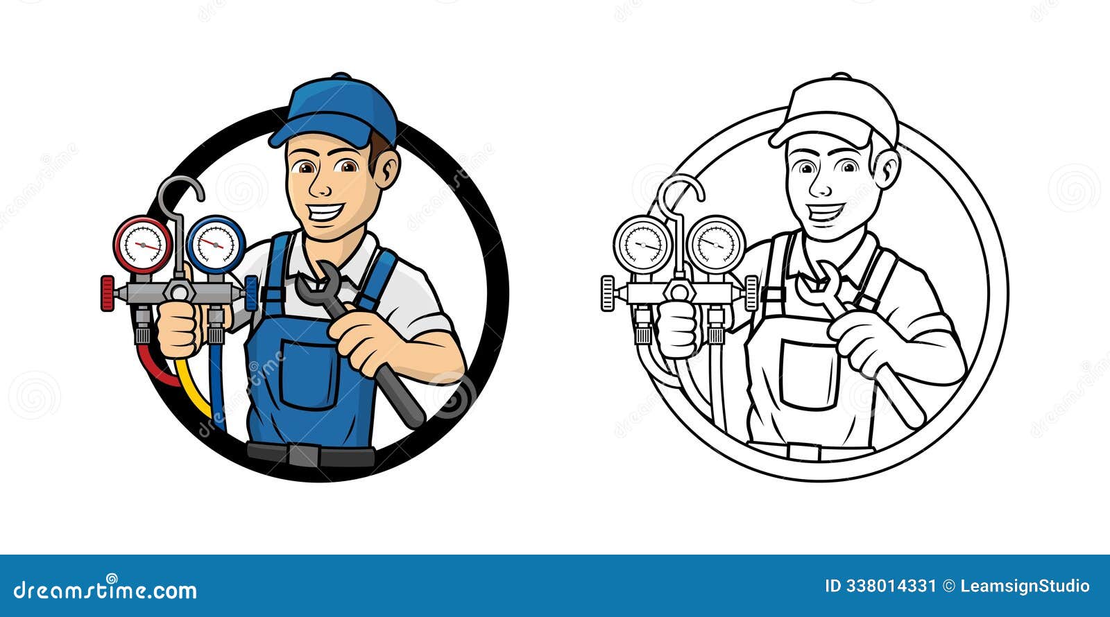 HVAC Service Cartoon Character Design Illustration Stock Illustration ...