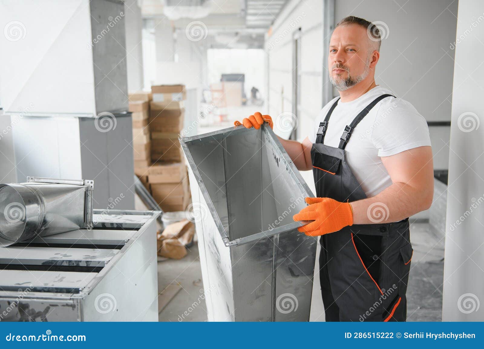 Hvac Services - Worker Install Ducted Pipe System for Ventilation and ...