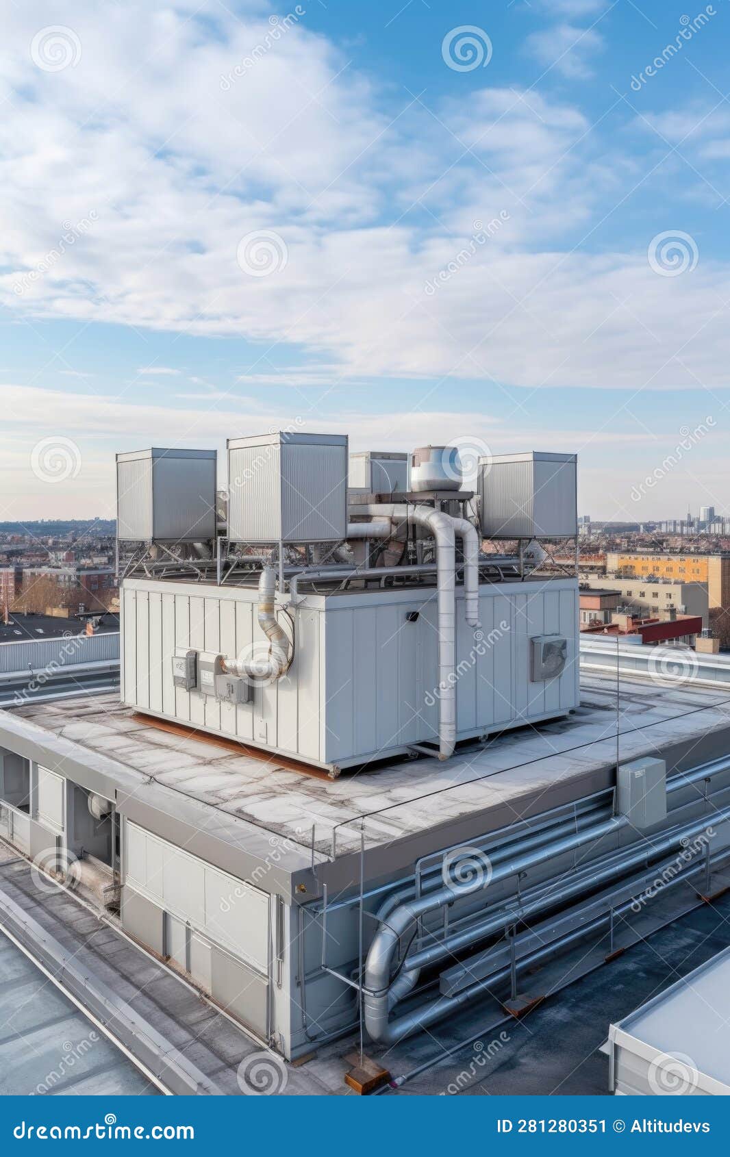 Hvac System Installed on a Modern Building Rooftop Stock Illustration ...