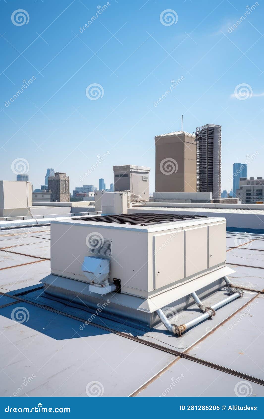 Hvac System Installed on a Modern Building Rooftop Stock Illustration ...