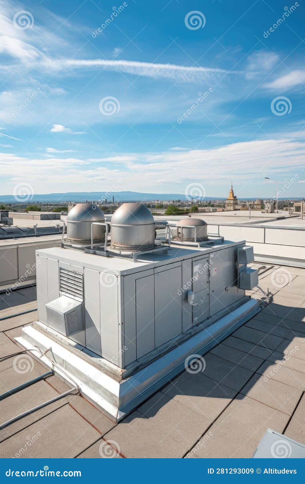 Hvac System Installed on a Modern Building Rooftop Stock Illustration ...