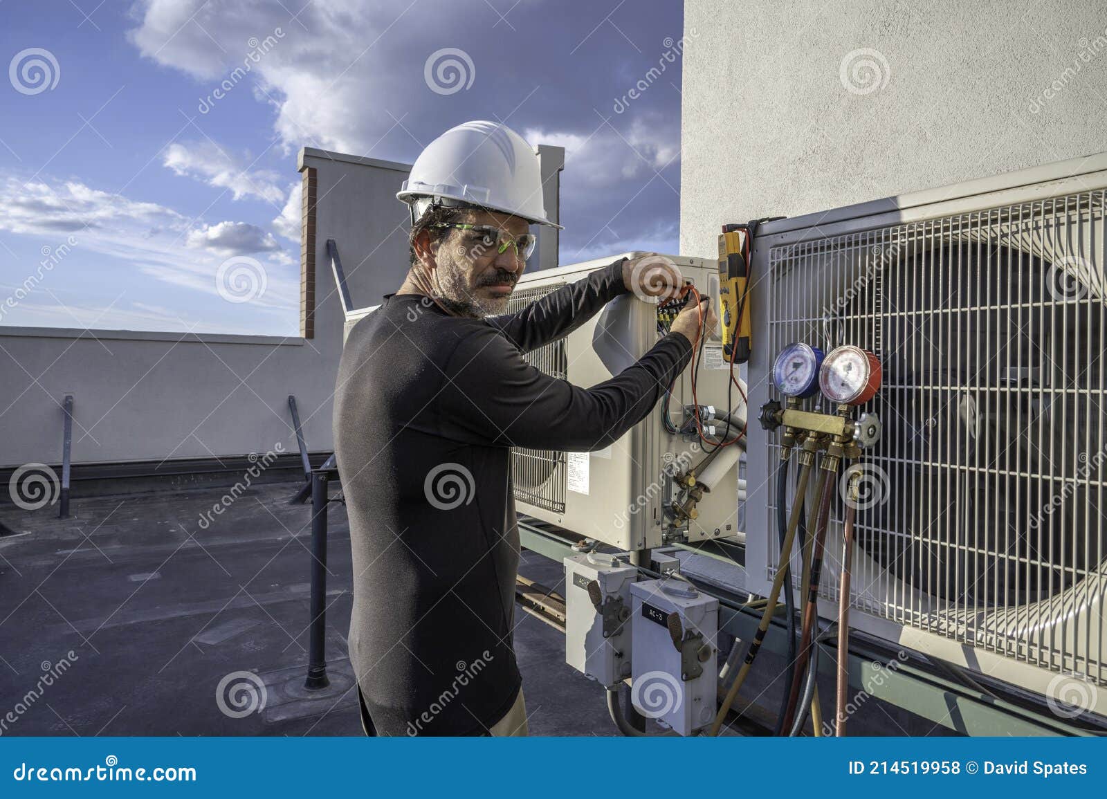 HVAC Technician Working on a Mini-split AC Stock Photo - Image of ...