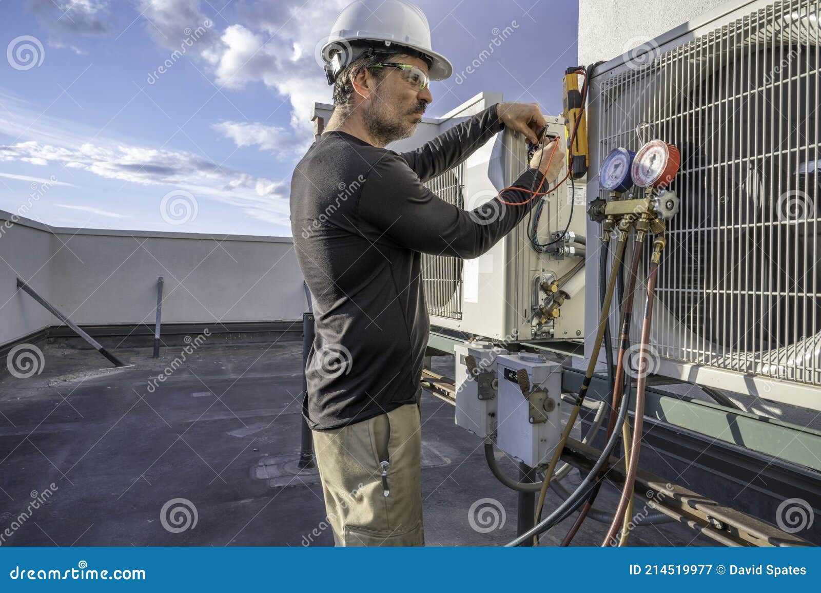 HVAC Technician Troubleshooting Stock Image - Image of skill, wires ...