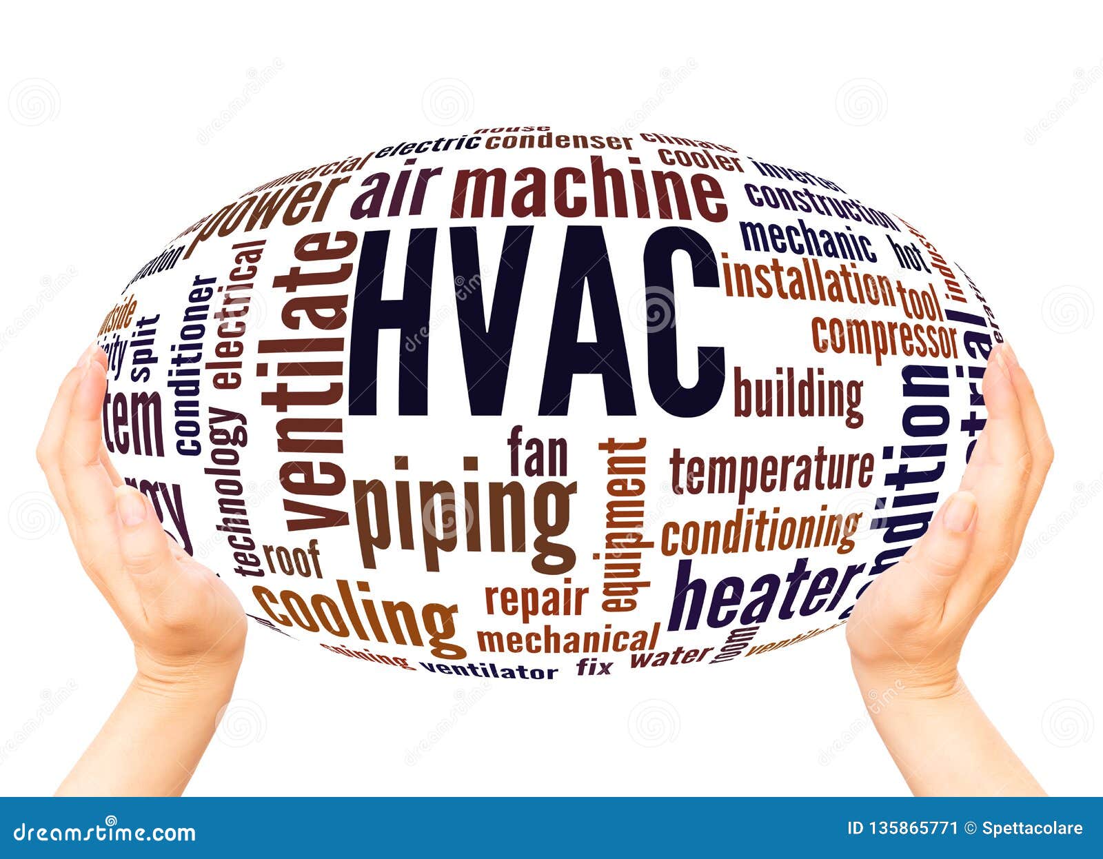 HVAC Word Cloud Hand Sphere Concept Stock Image - Image of repair ...