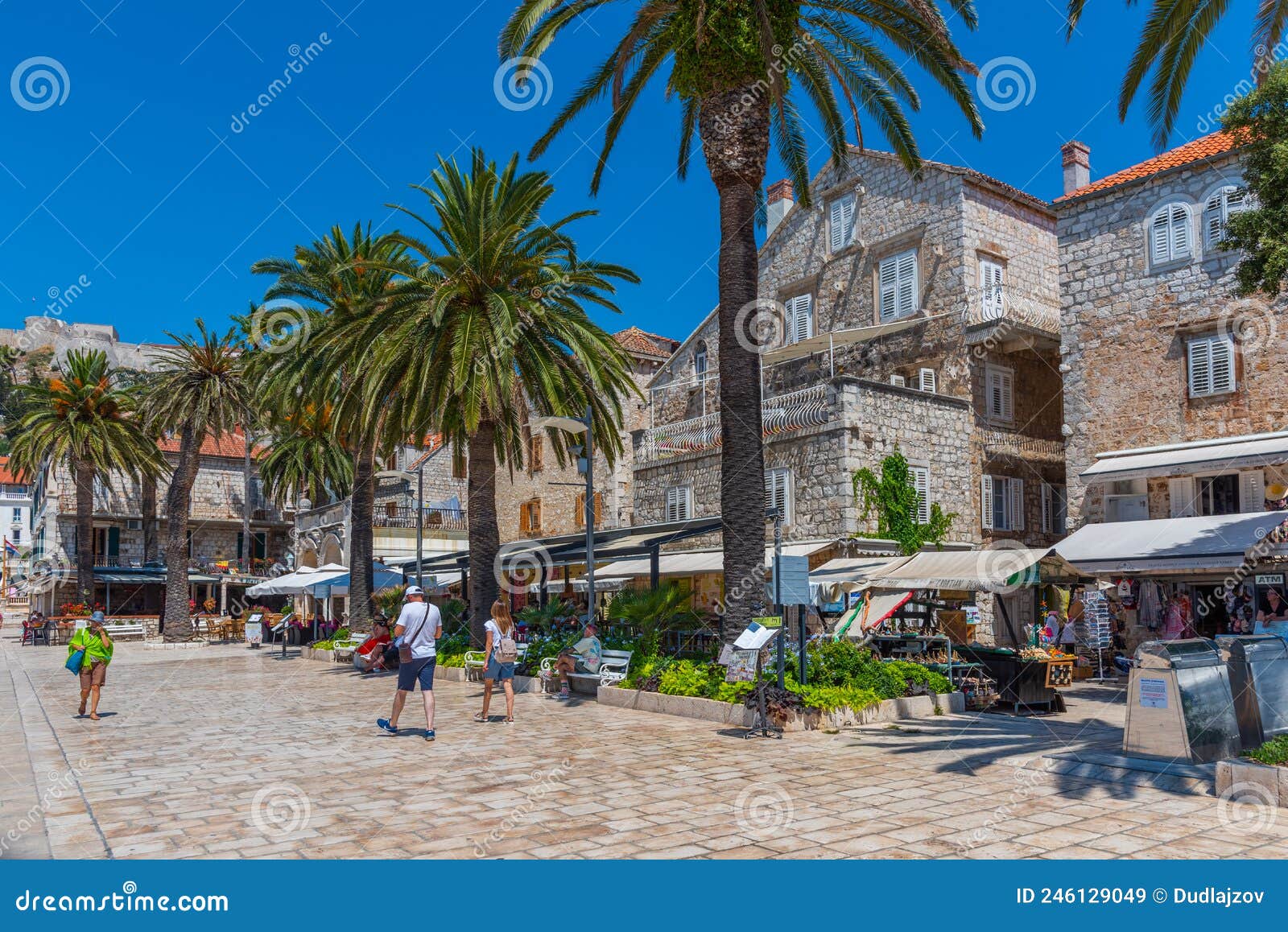 Hvar, Croatia, July 29, 2020: People are Strolling at Waterfront ...