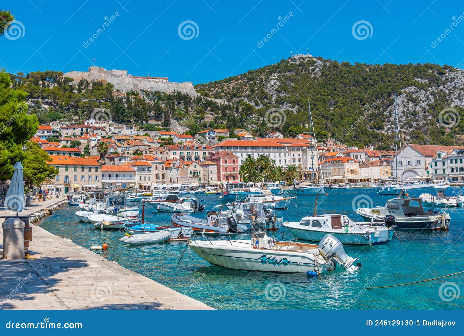 Hvar, Croatia, July 29, 2020: People are Strolling at Waterfront ...
