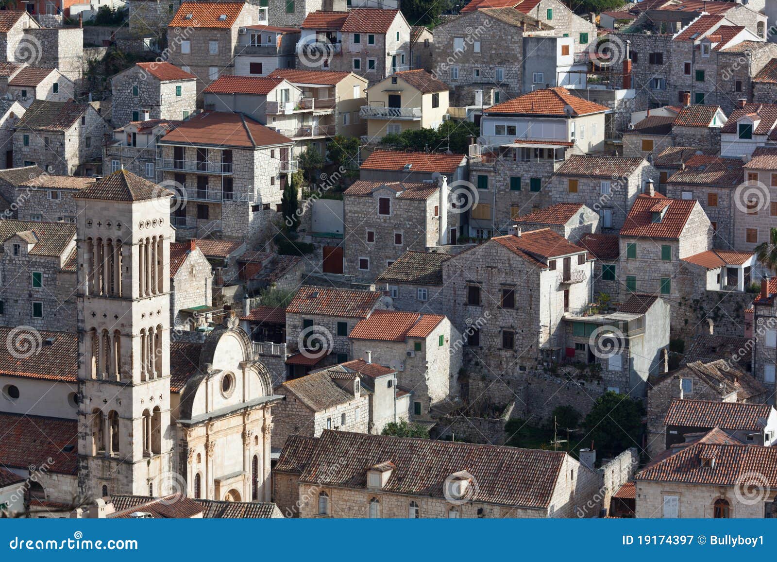 Hvar, Croatia Rooftops and Church Stock Image - Image of landscape ...