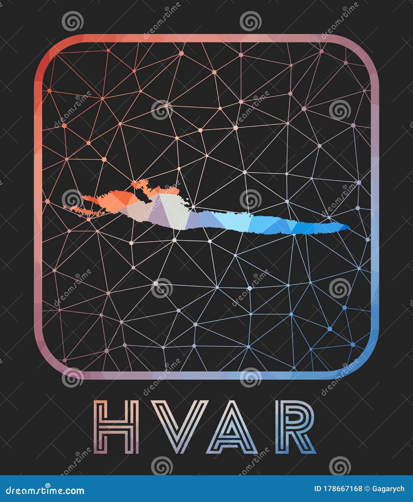 Hvar map design. stock vector. Illustration of gradient - 178667168
