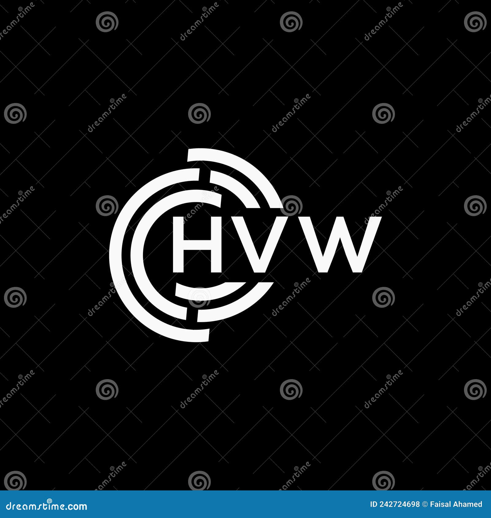 HVW Letter Logo Design on Black Background. HVW Creative Initials ...