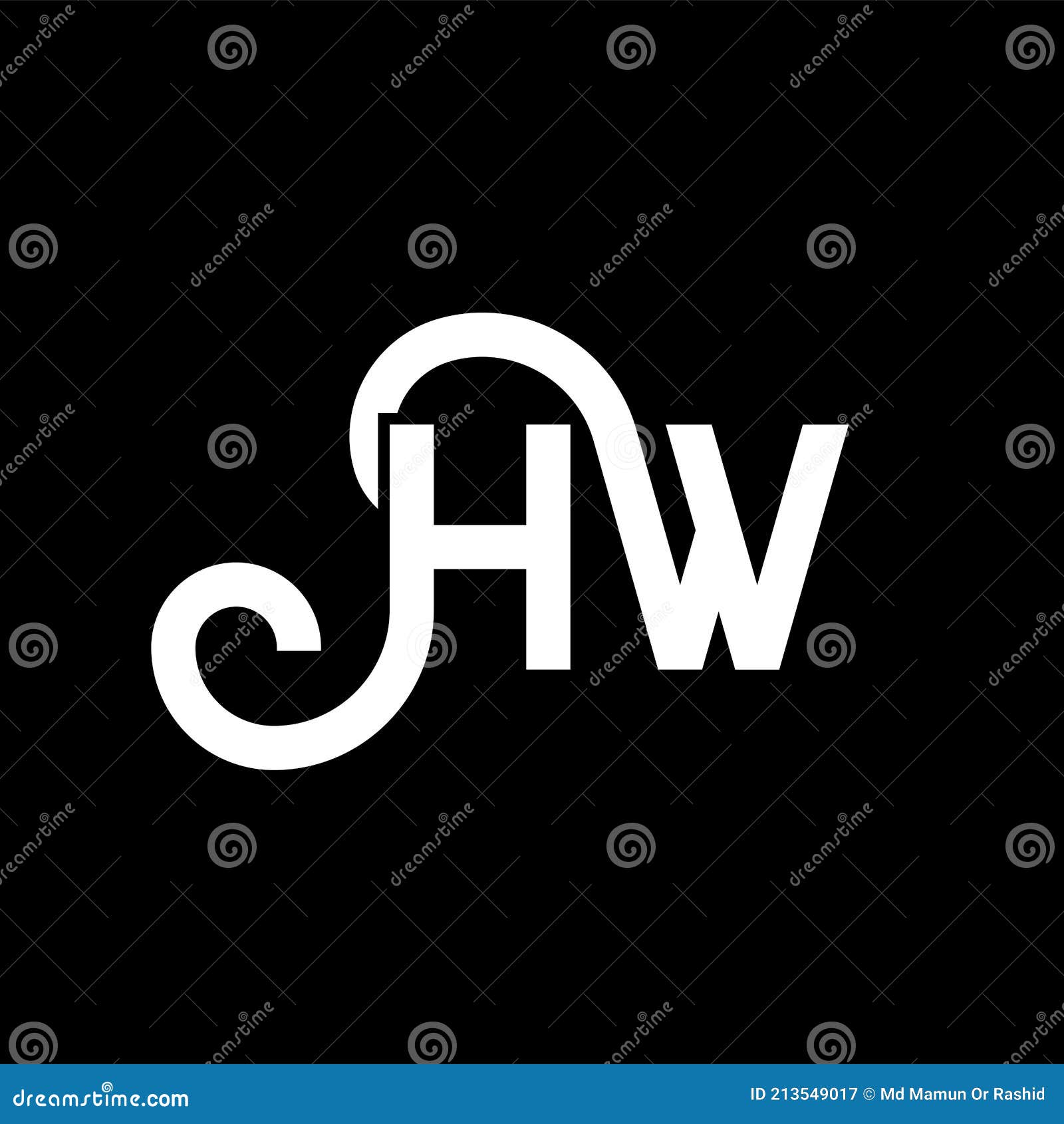 HW Letter Logo Design on Black Background. HW Creative Initials Letter ...