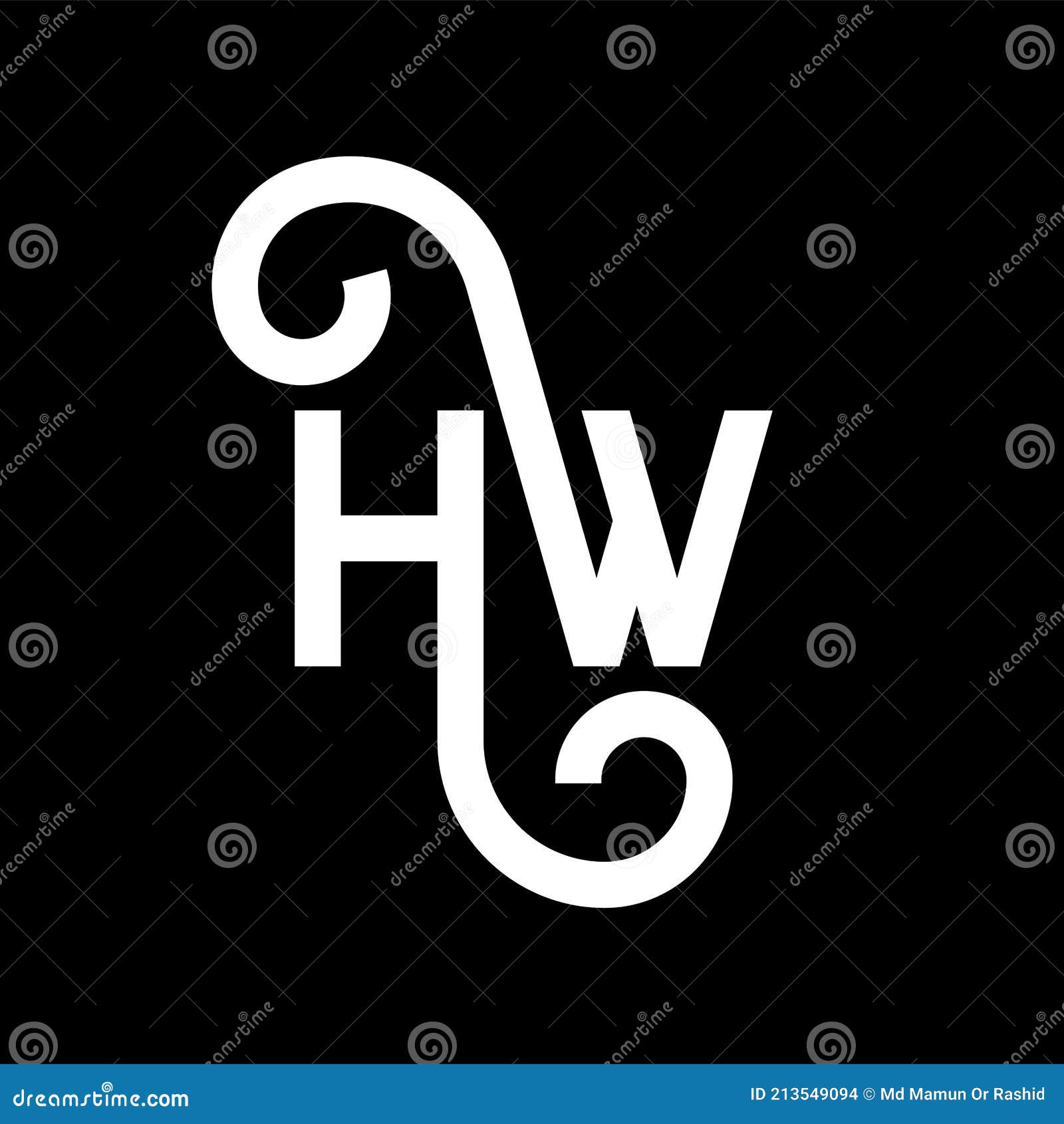 HW Letter Logo Design on Black Background. HW Creative Initials Letter ...