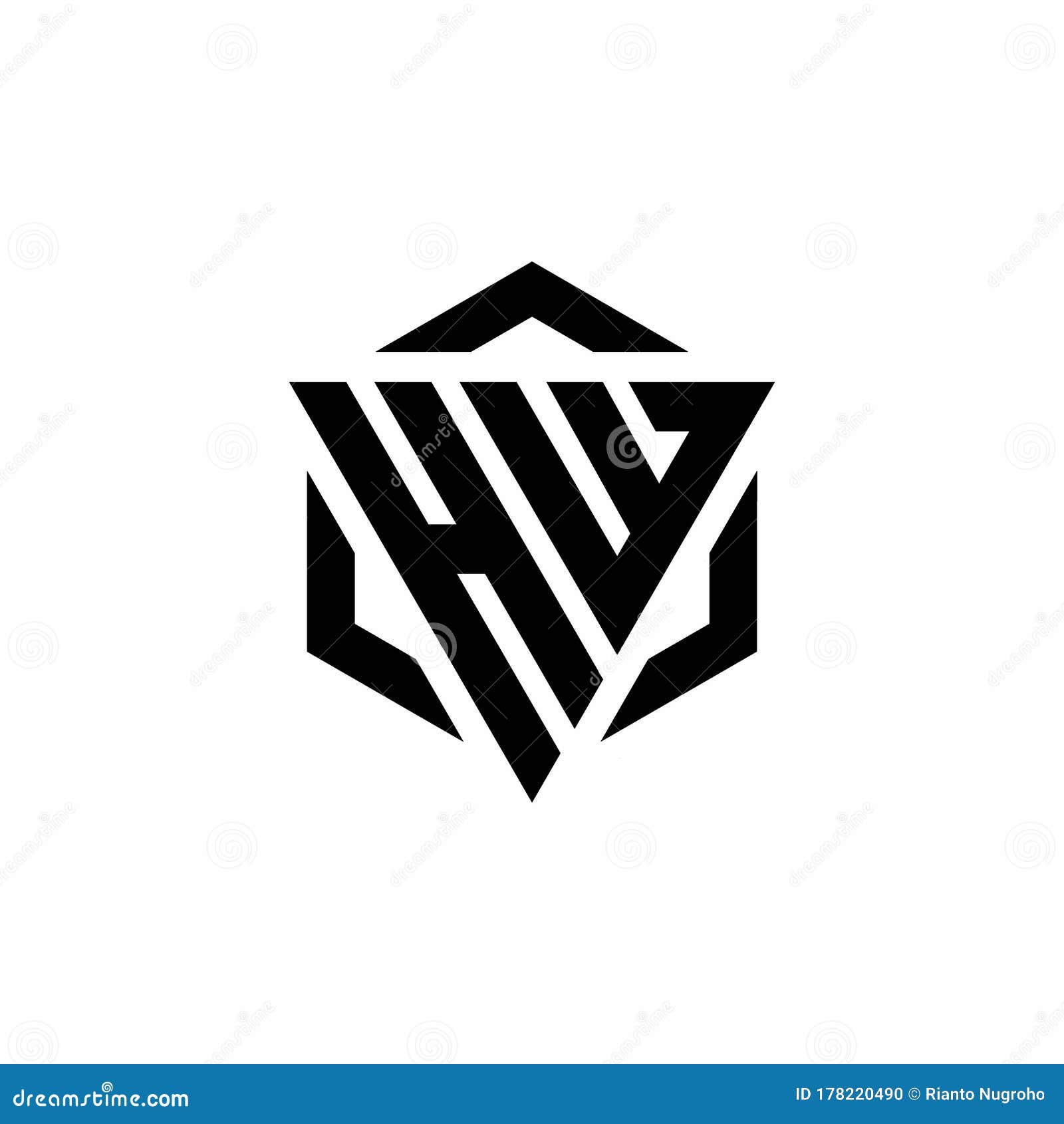 HW Logo Monogram with Triangle and Hexagon Modern Design Template Stock ...
