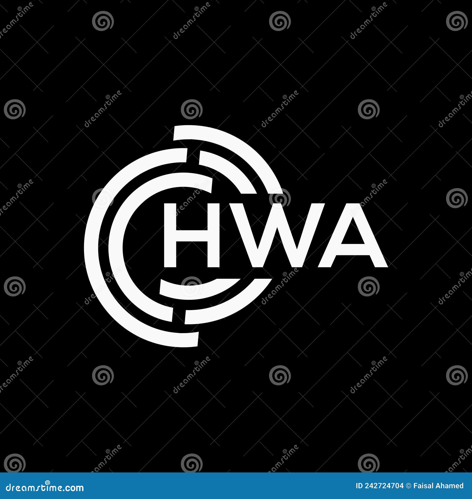 HWA Letter Logo Design on Black Background. HWA Creative Initials ...