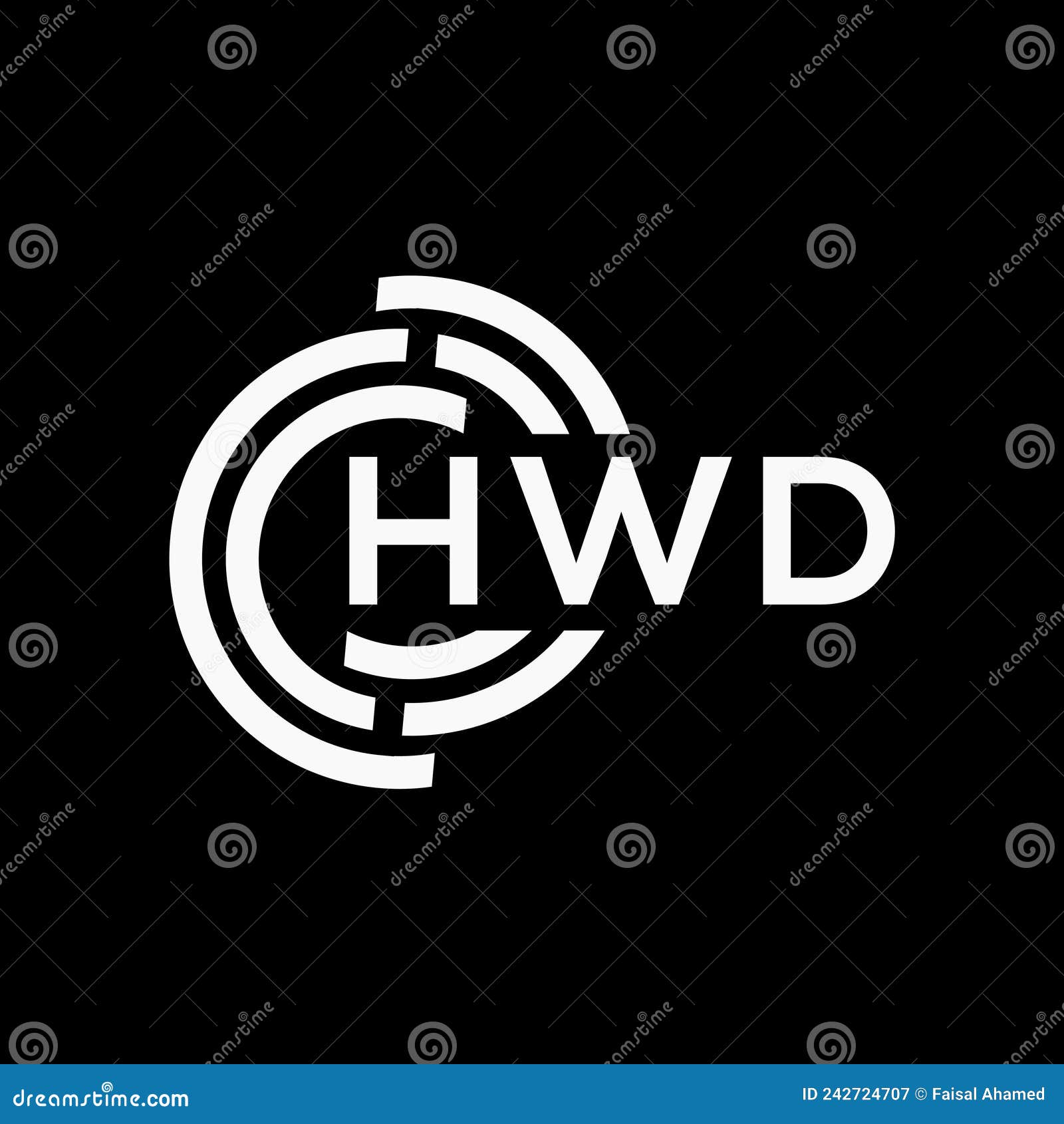 HWD Letter Logo Design on Black Background. HWD Creative Initials ...
