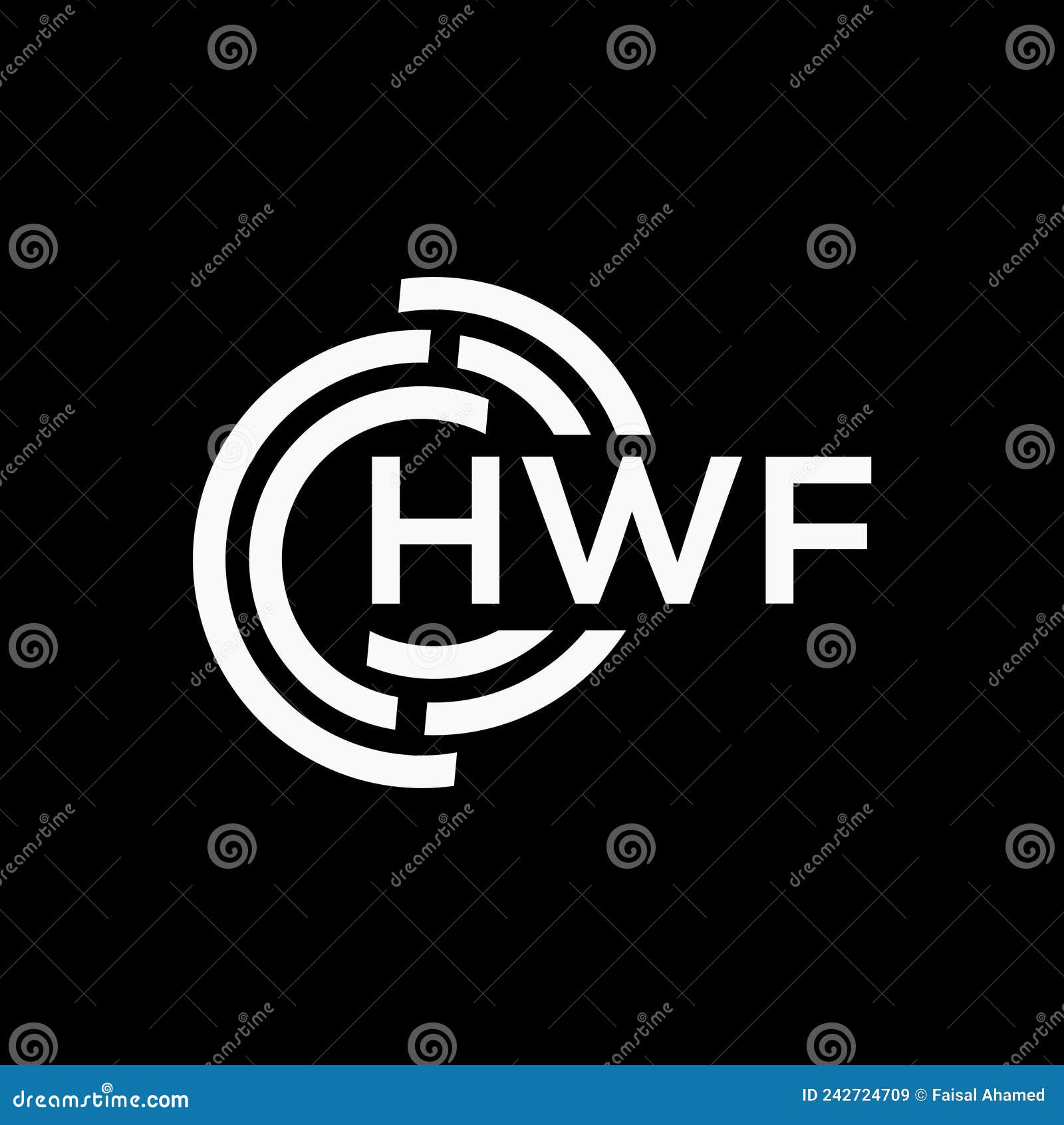 HWF Letter Logo Design on Black Background. HWF Creative Initials ...