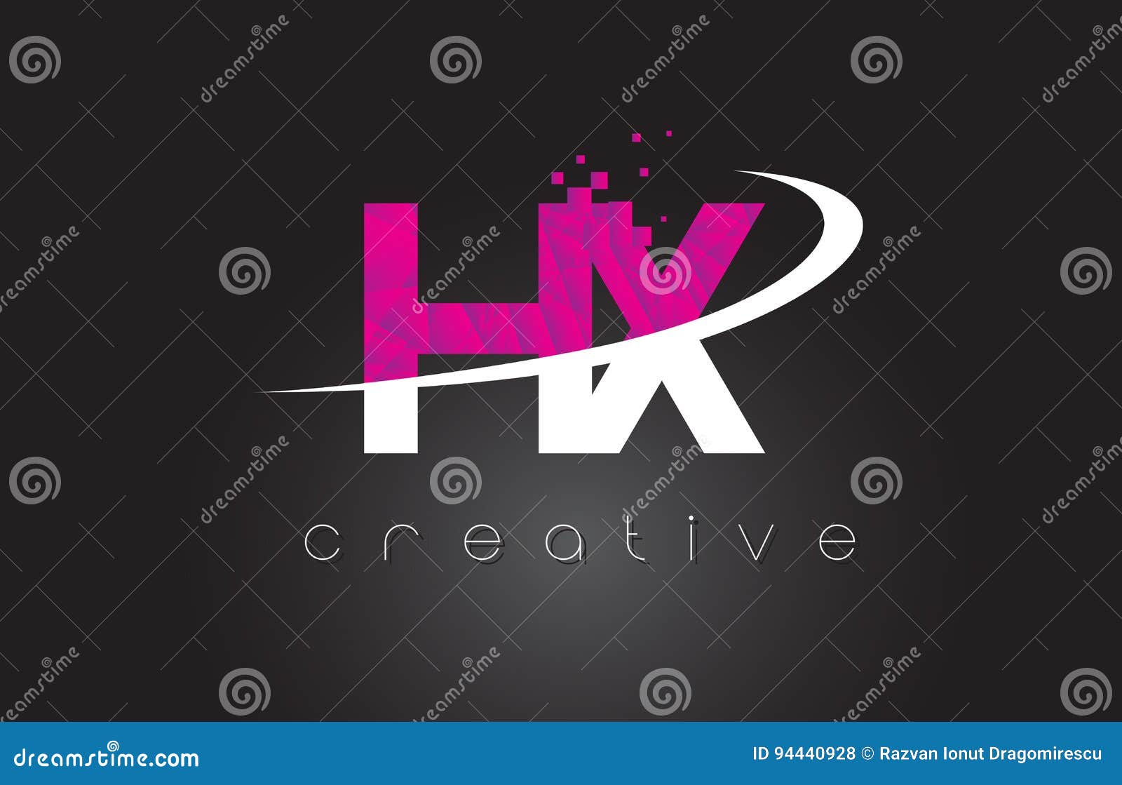 HX H X Creative Letters Design with White Pink Colors Stock Vector ...