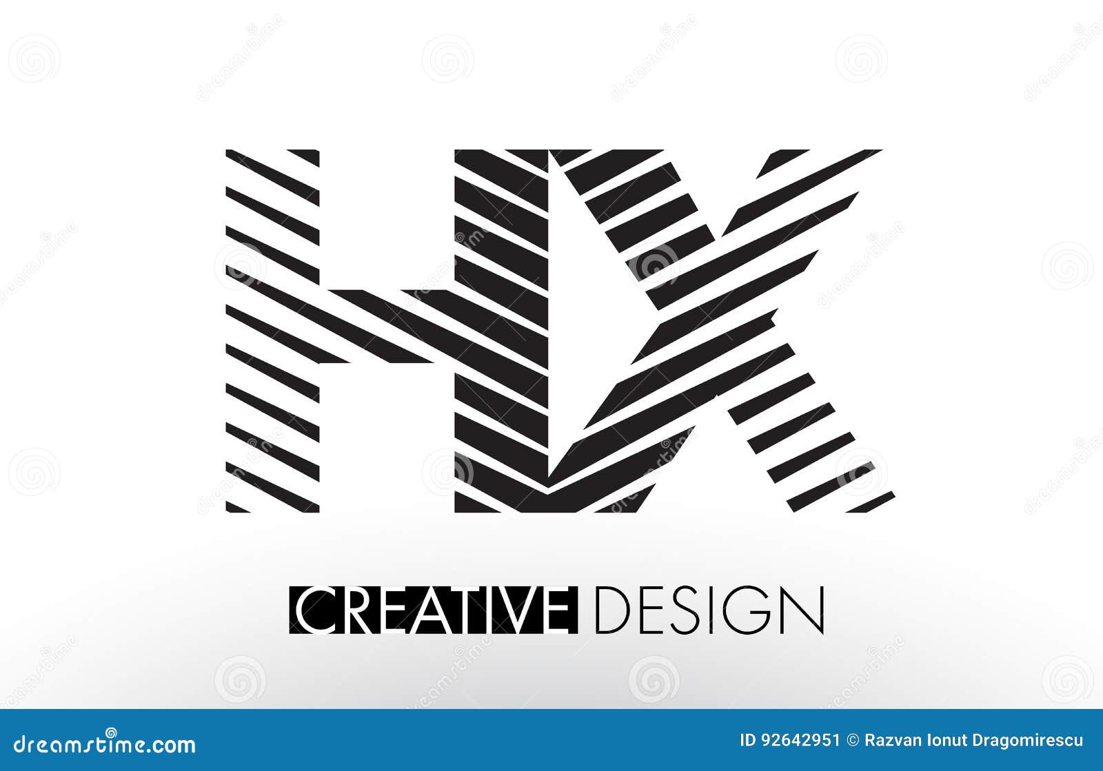 HX H X Lines Letter Design with Creative Elegant Zebra Stock Vector ...