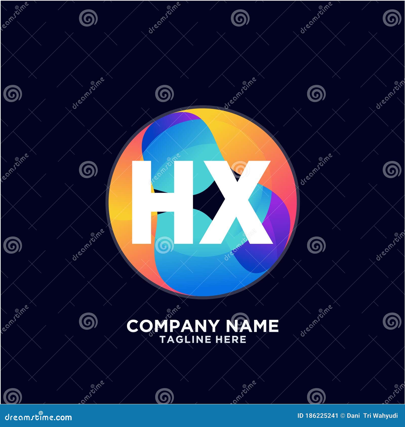 HX Initial Logo with Colorful Circle Template Vector Stock Vector ...