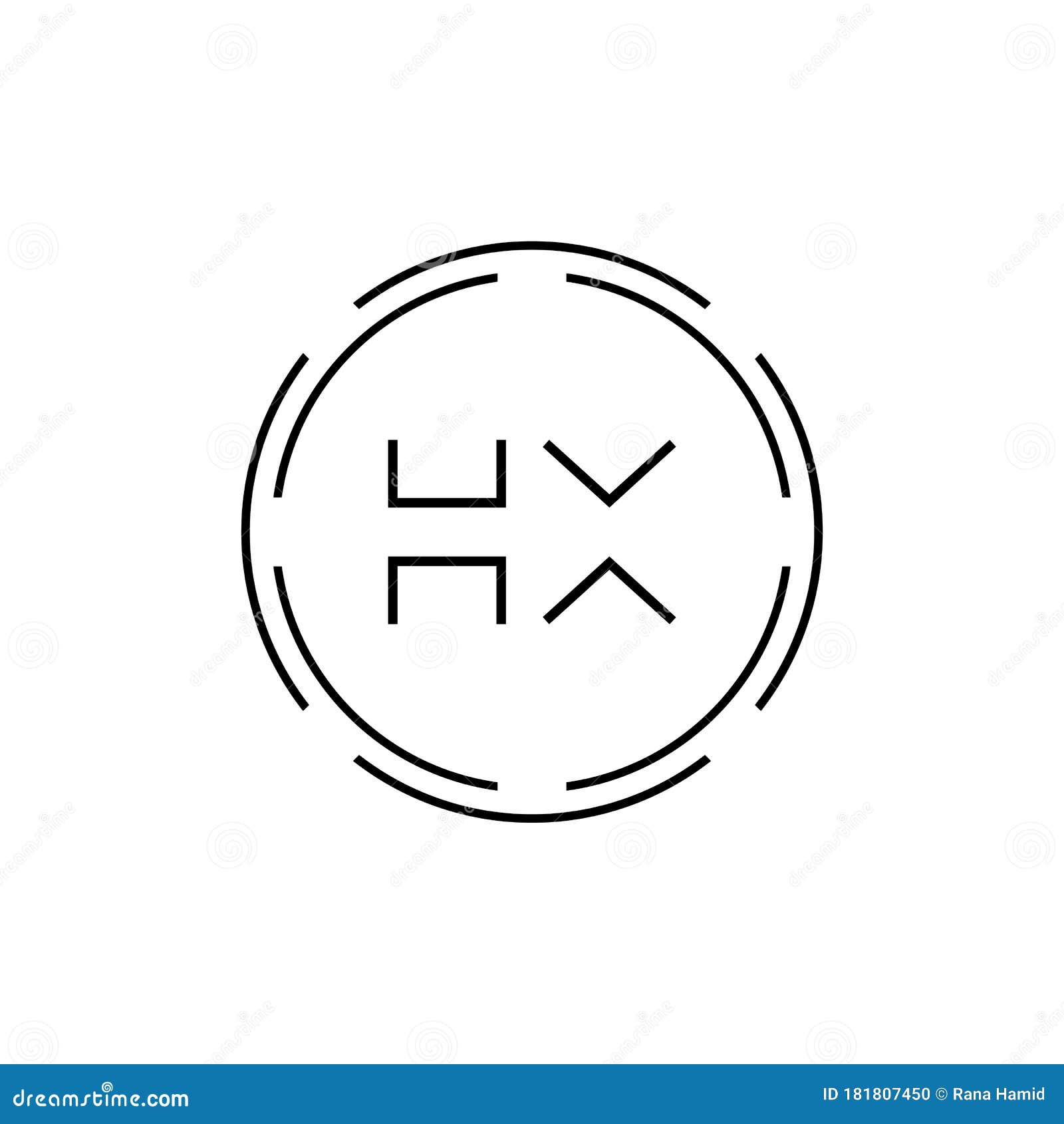 HX Logo Design Vector Template. Initial Circle Letter HX Vector ...
