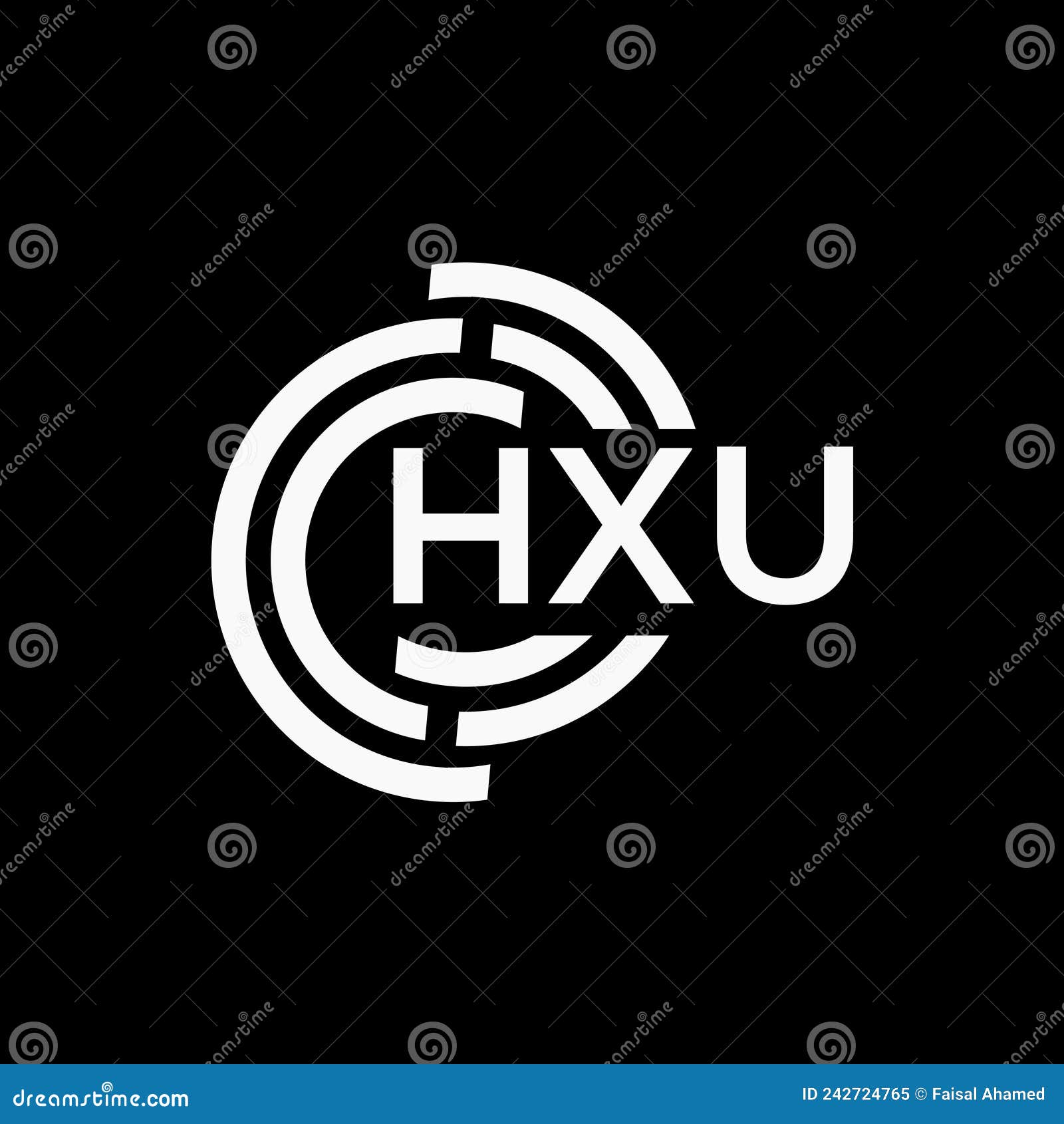 HXU Letter Logo Design on Black Background. HXU Creative Initials ...