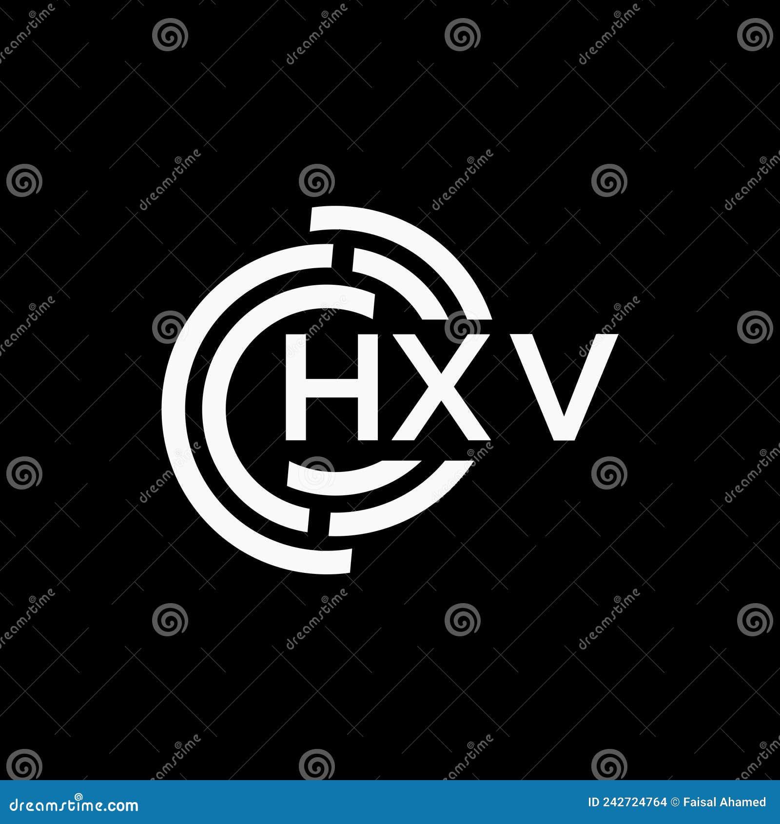 HXV Letter Logo Design on Black Background. HXV Creative Initials ...