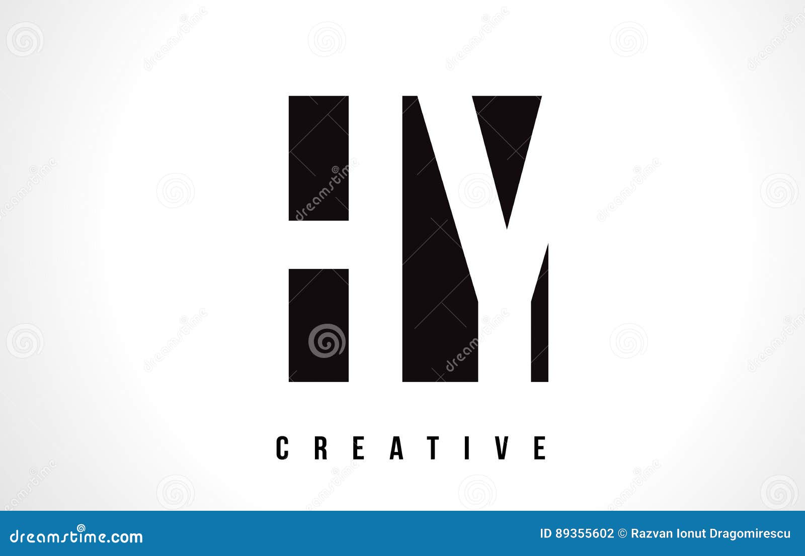 HY H Y White Letter Logo Design with Black Square. Stock Vector ...