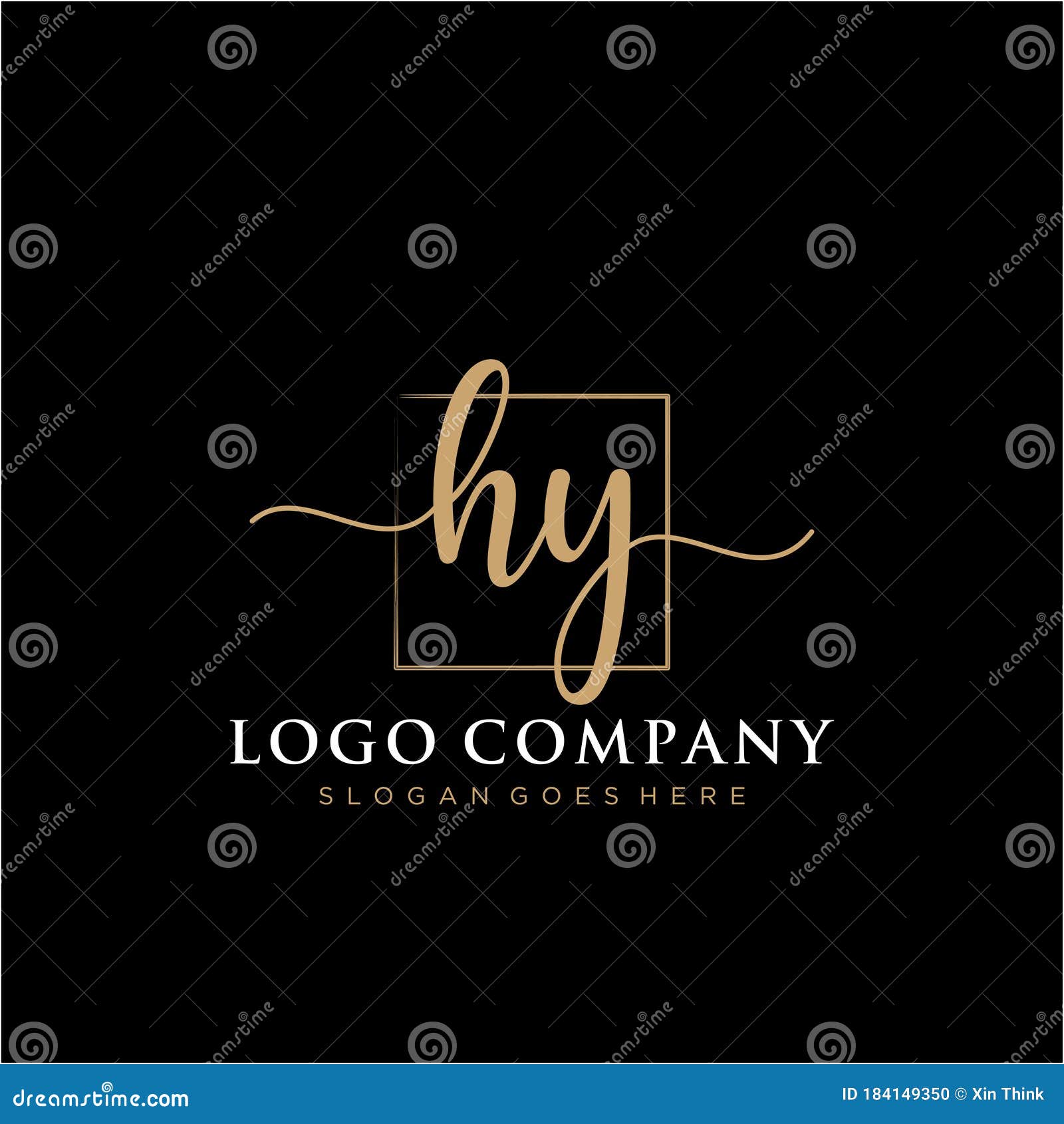 HY Initial Handwriting Logo with Rectangle Template Vector Stock Vector ...
