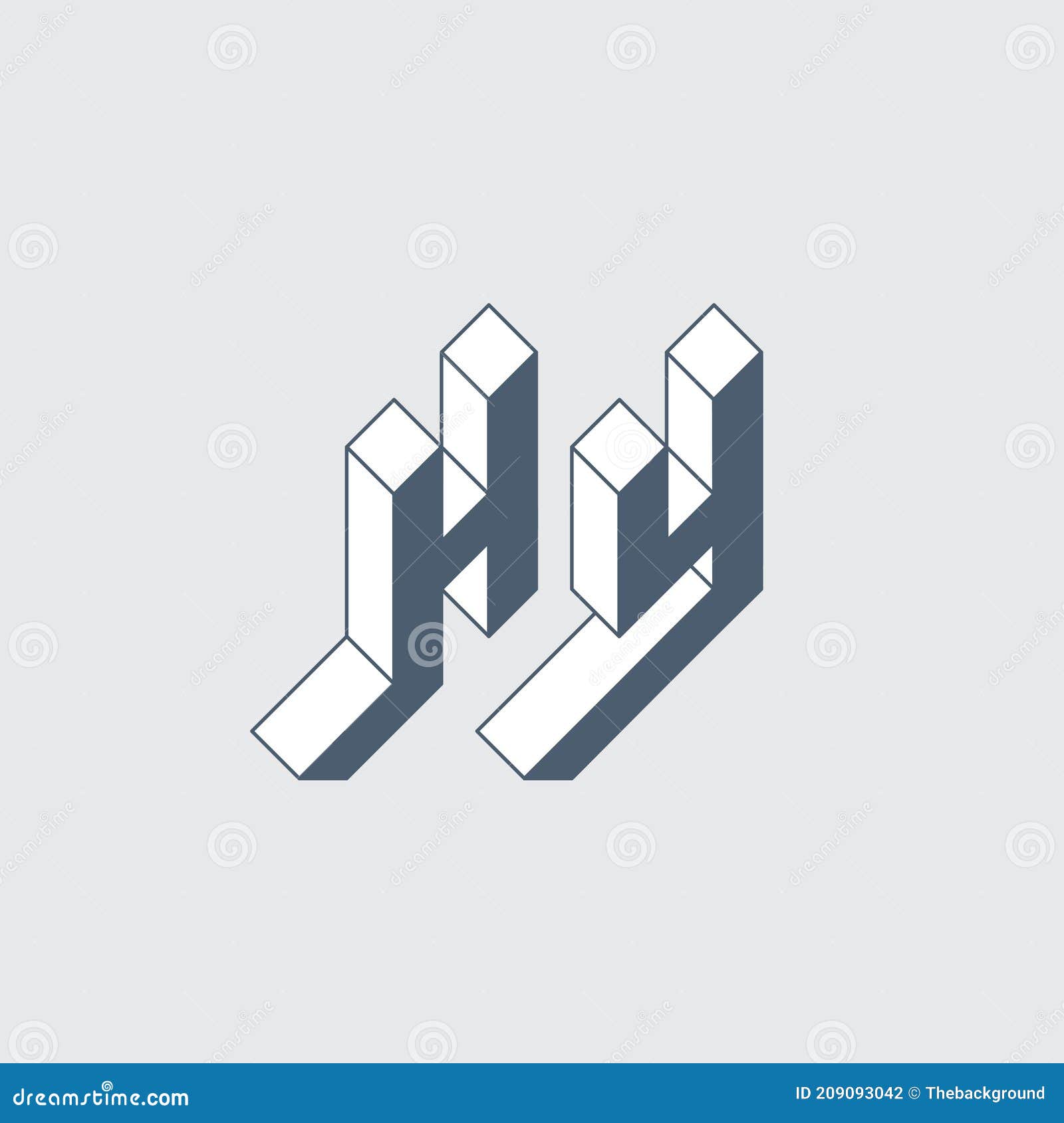 HY - 2-letter Code. Isometric 3d Font for Design. Three-dimension ...