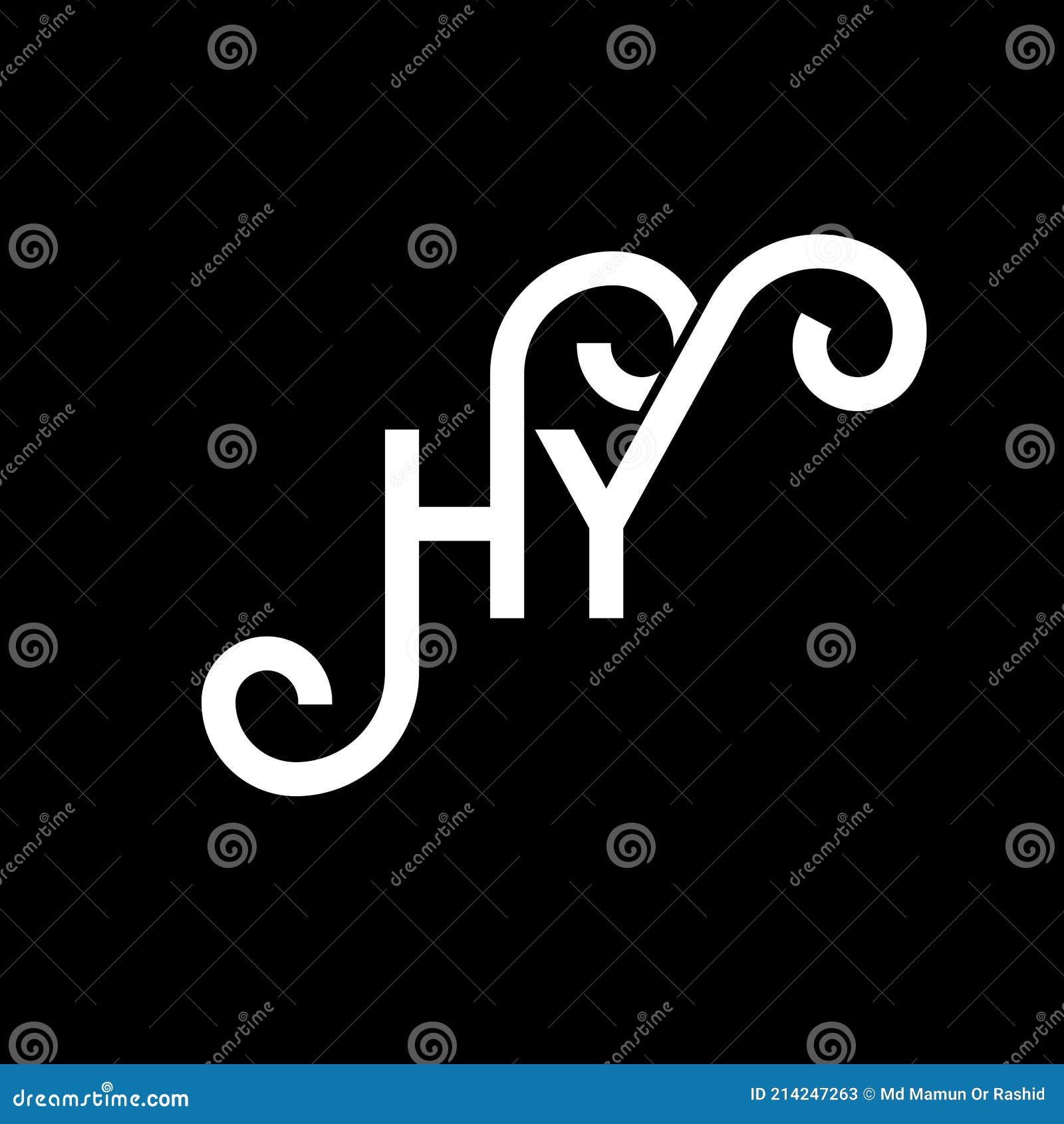 HY Letter Logo Design on Black Background. HY Creative Initials Letter ...