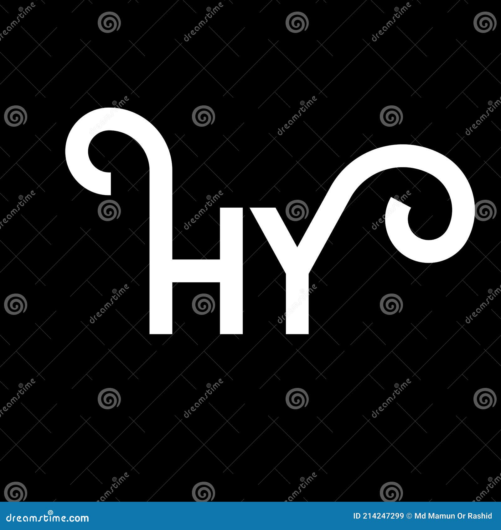 HY Letter Logo Design on Black Background. HY Creative Initials Letter ...