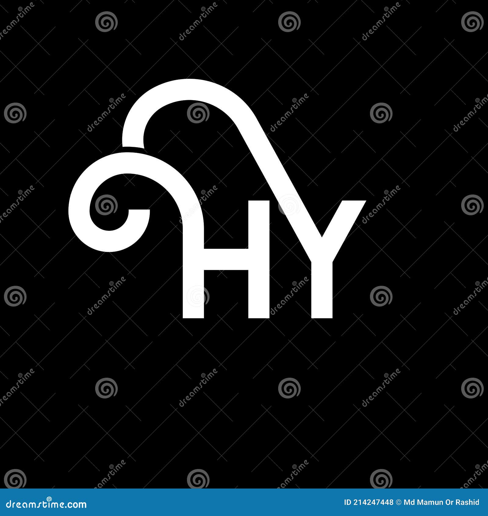 HY Letter Logo Design on Black Background. HY Creative Initials Letter ...