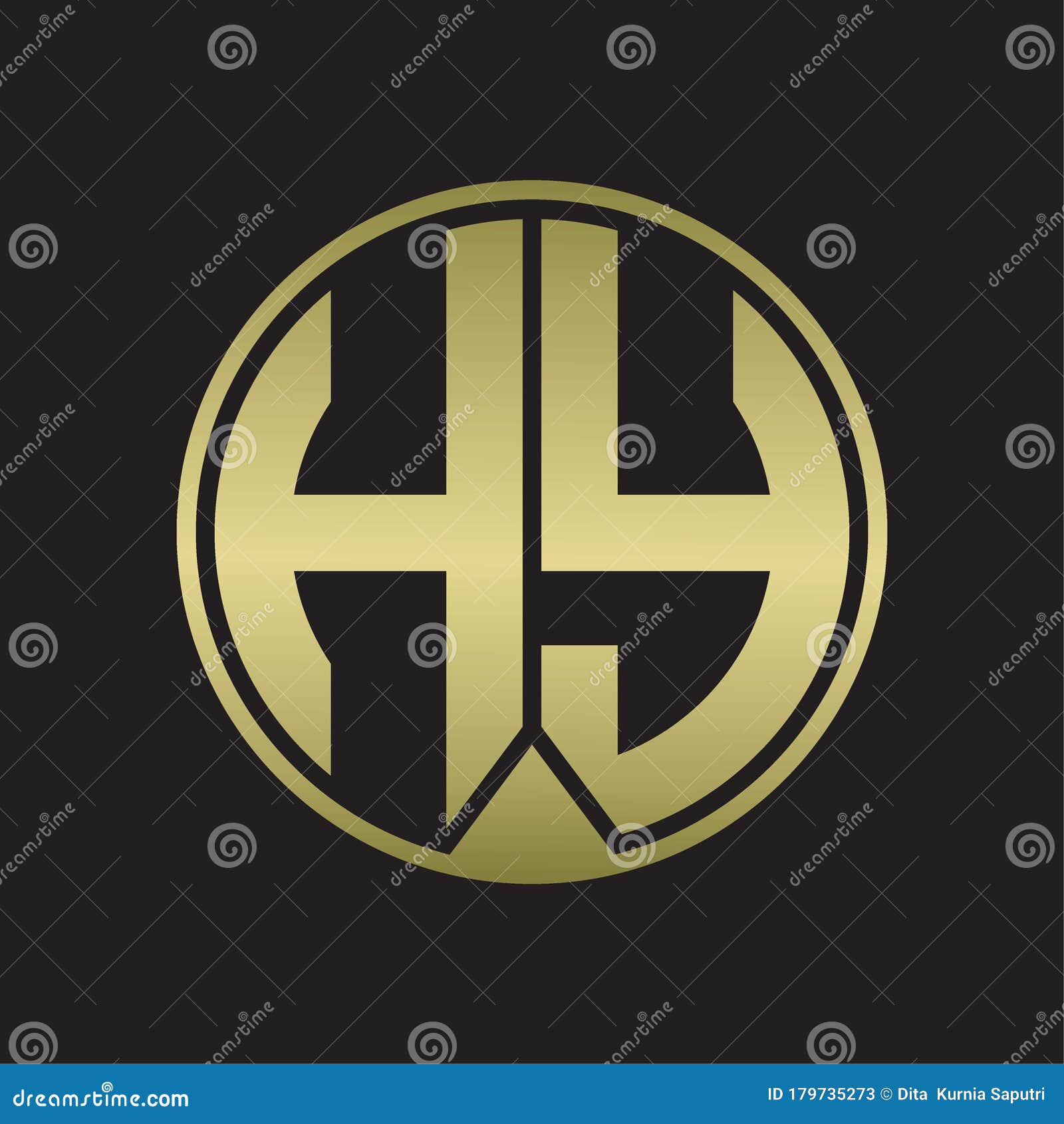 HY Logo Monogram Circle with Piece Ribbon Style on Gold Colors Stock ... HY Logo Monogram Circle with Piece Ribbon Style on Gold Colors Stock ...